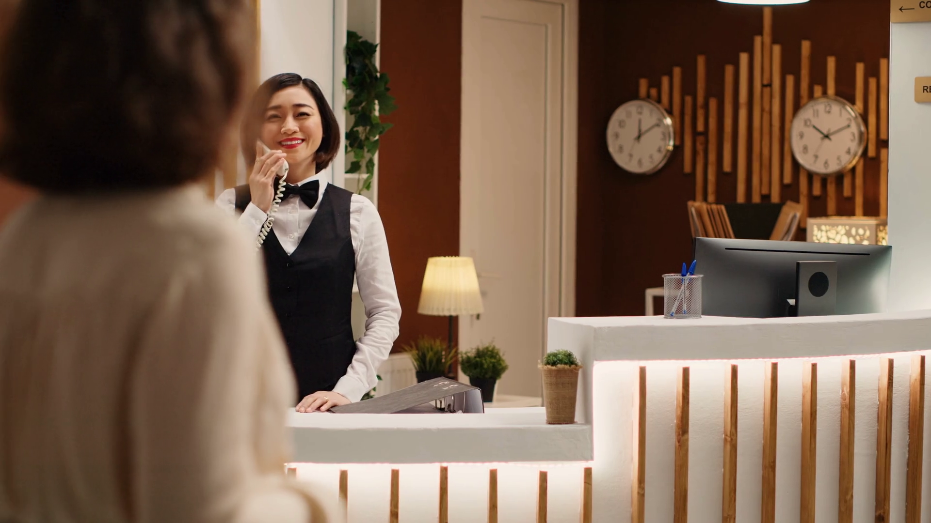 Smiling Professional Hotel Employee Taking Stock Footage SBV-347728342 ...