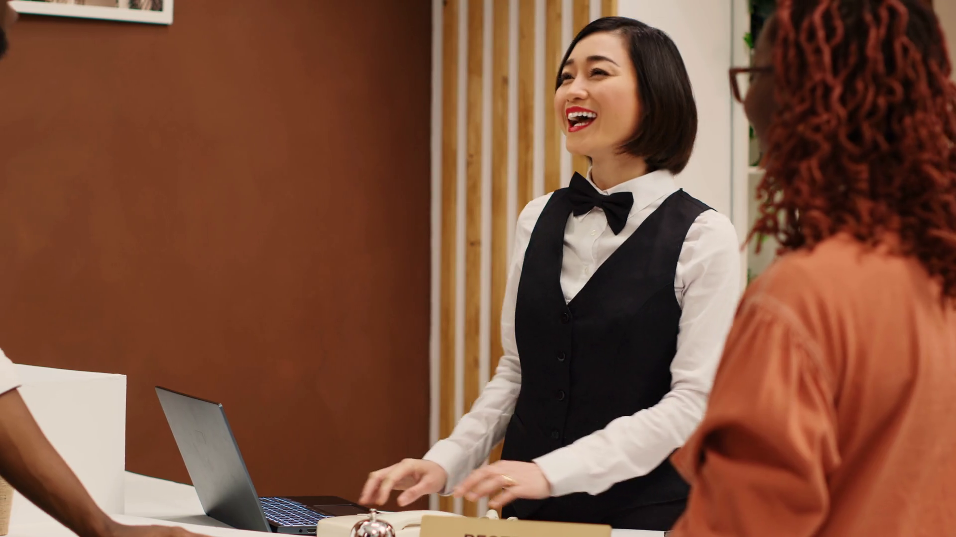 Happy Friendly Asian Receptionist Helping Stock Footage SBV-347728292 ...