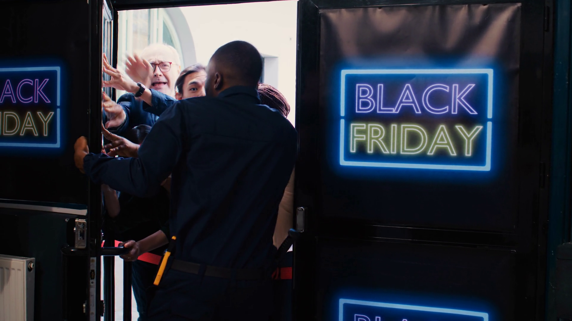 Security Guard Keeping People In Check Stock Footage SBV-347746068 ...