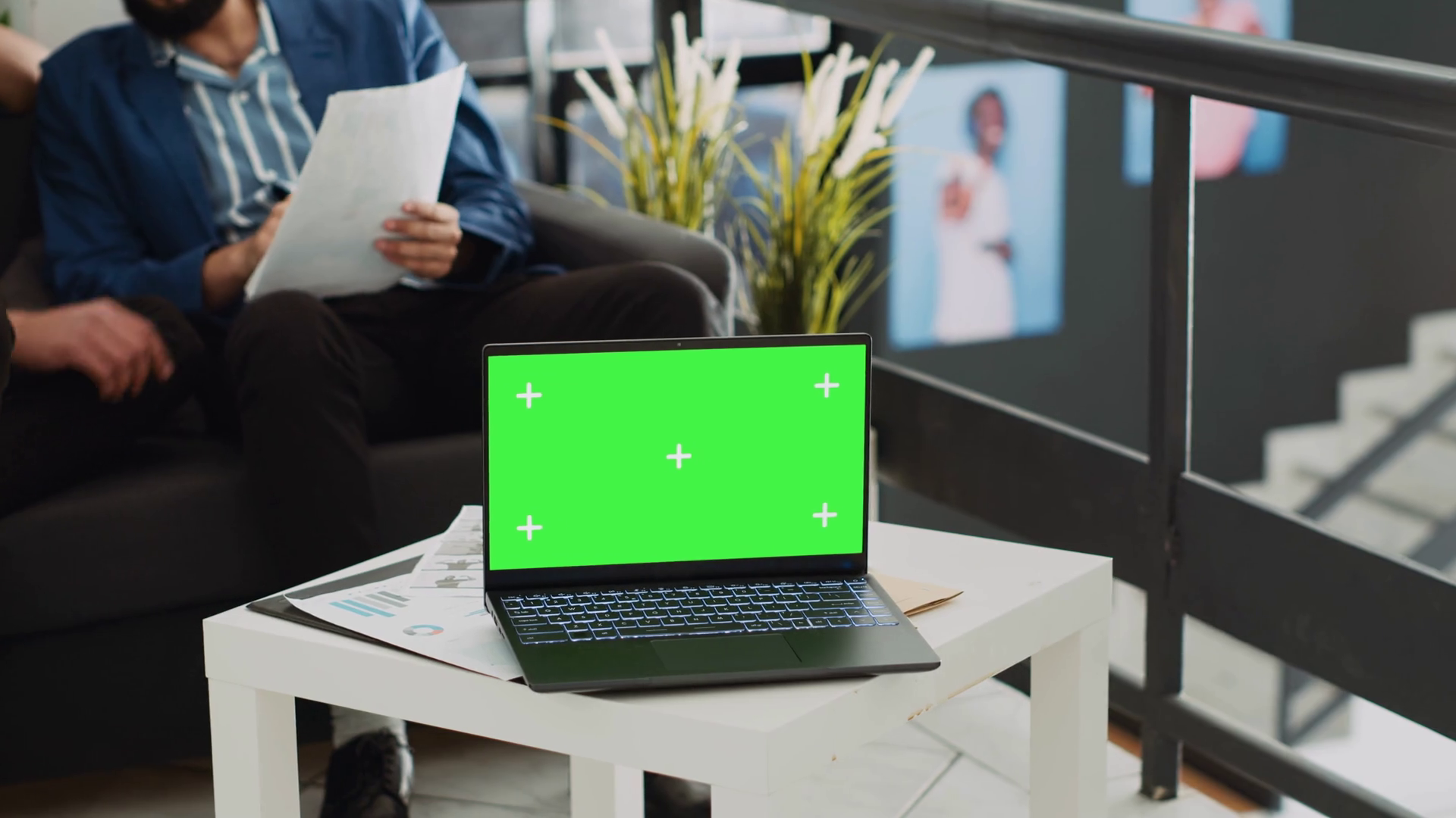 Laptop Displaying Greenscreen Template In Stock Footage SBV-347796704 ...