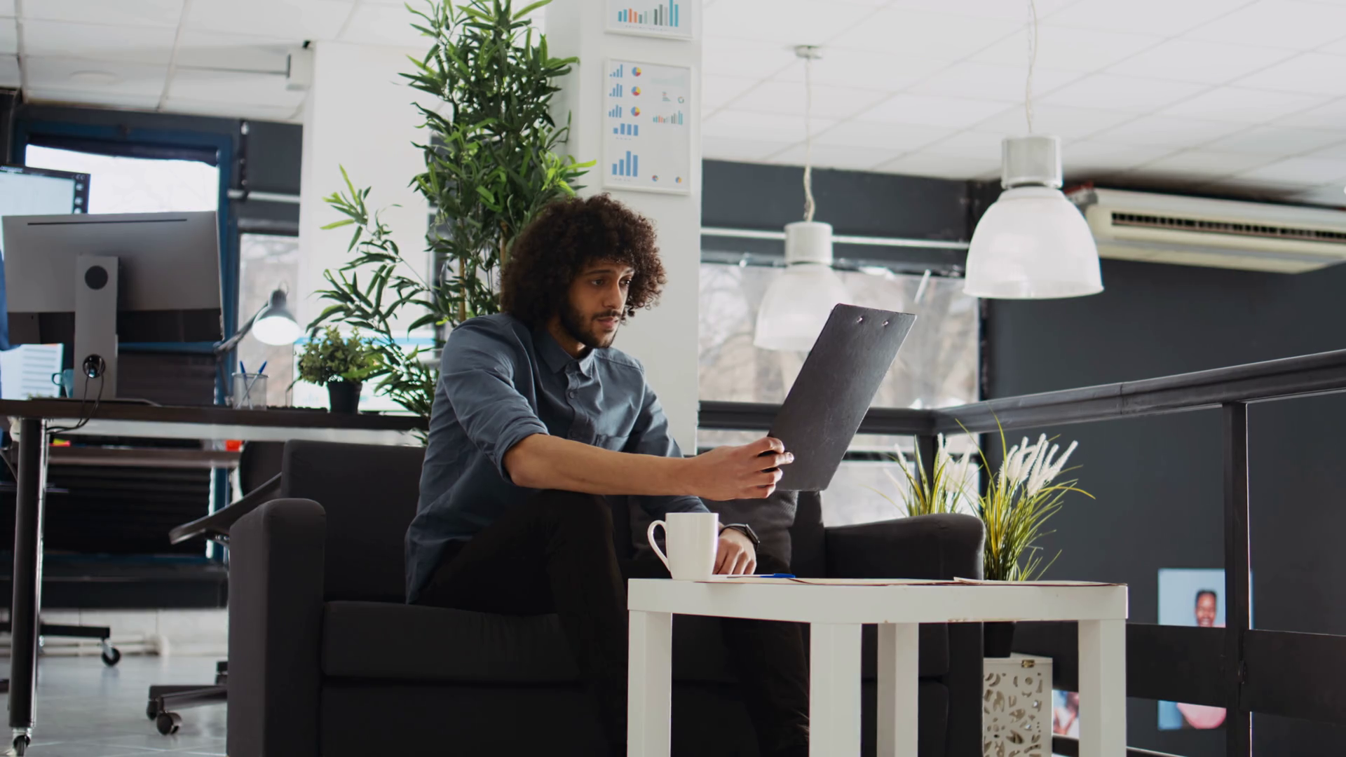 Employee Using Smartwatch Videocall Entering Stock Footage SBV ...