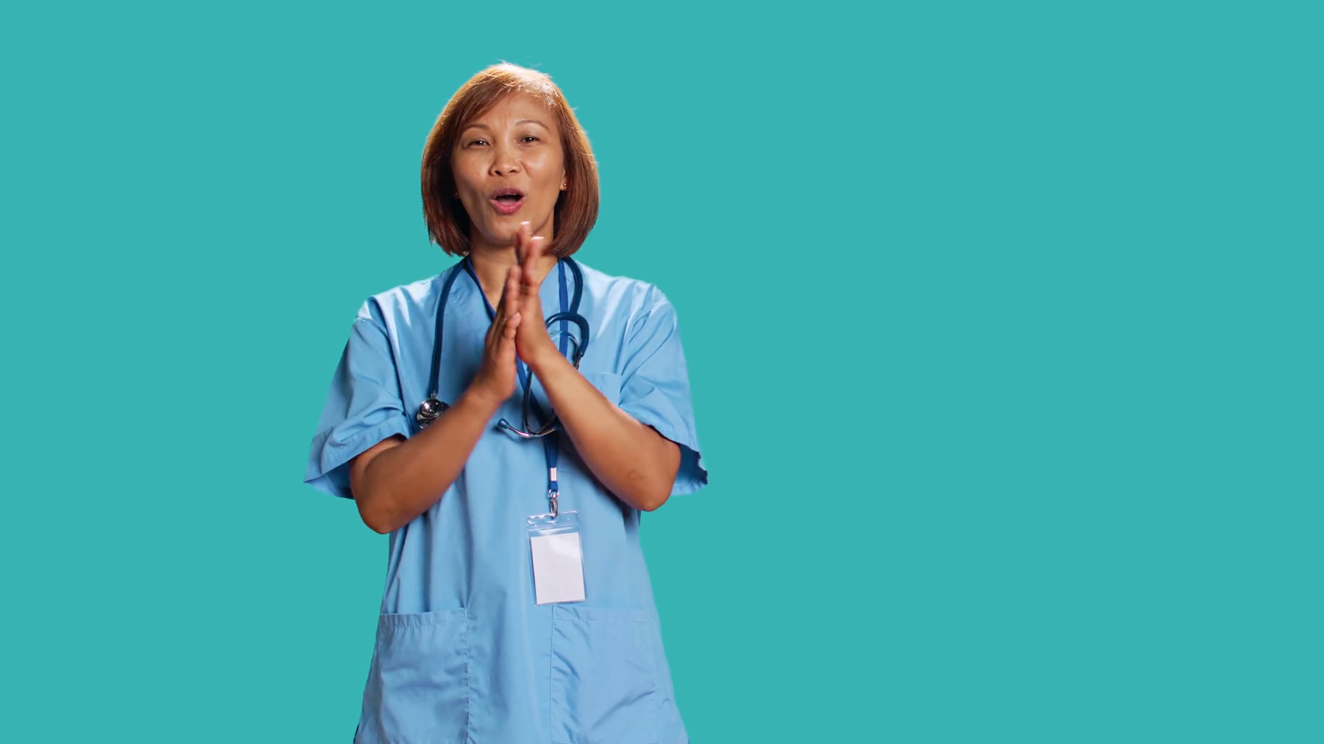 Approving Smiling Nurse Happily Clapping Stock Footage SBV-347798924 ...