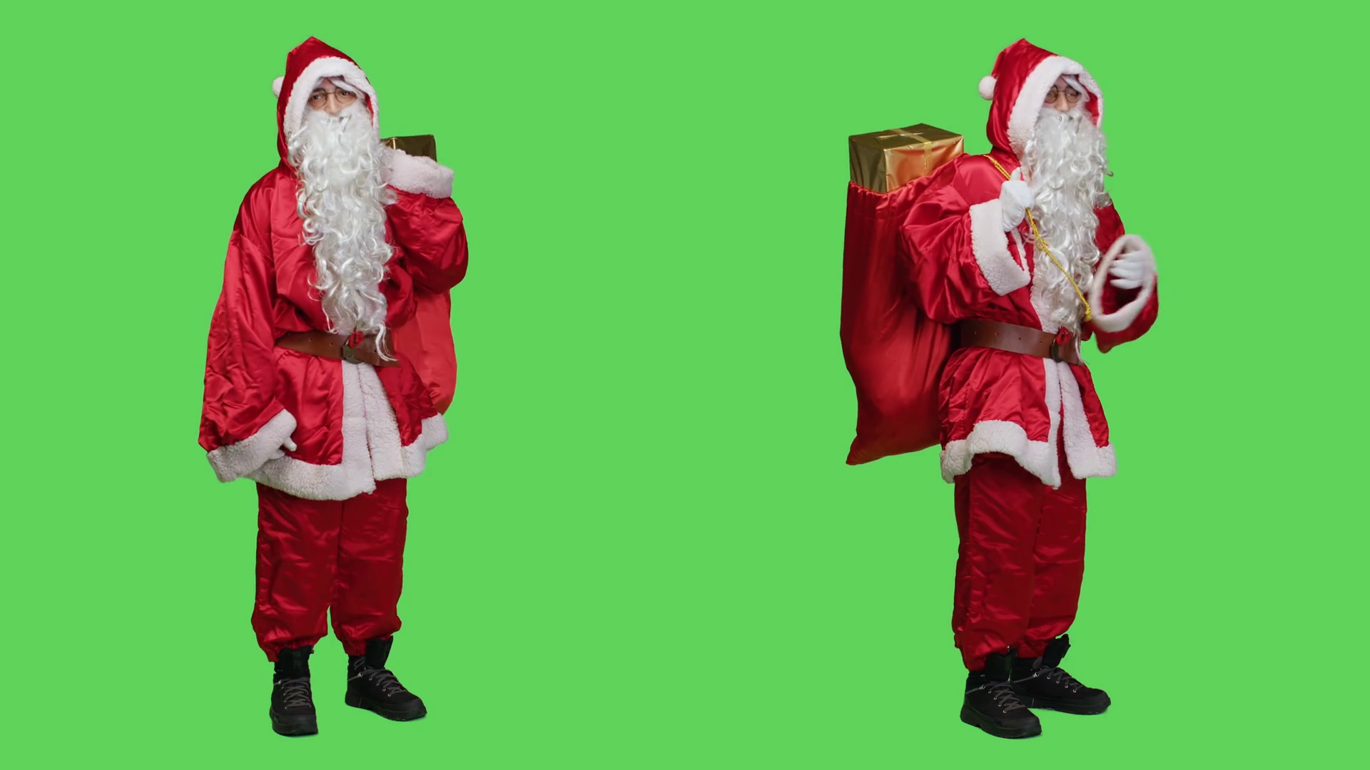 Father Christmas With Sack In Studio With Stock Footage SBV-348405601 ...