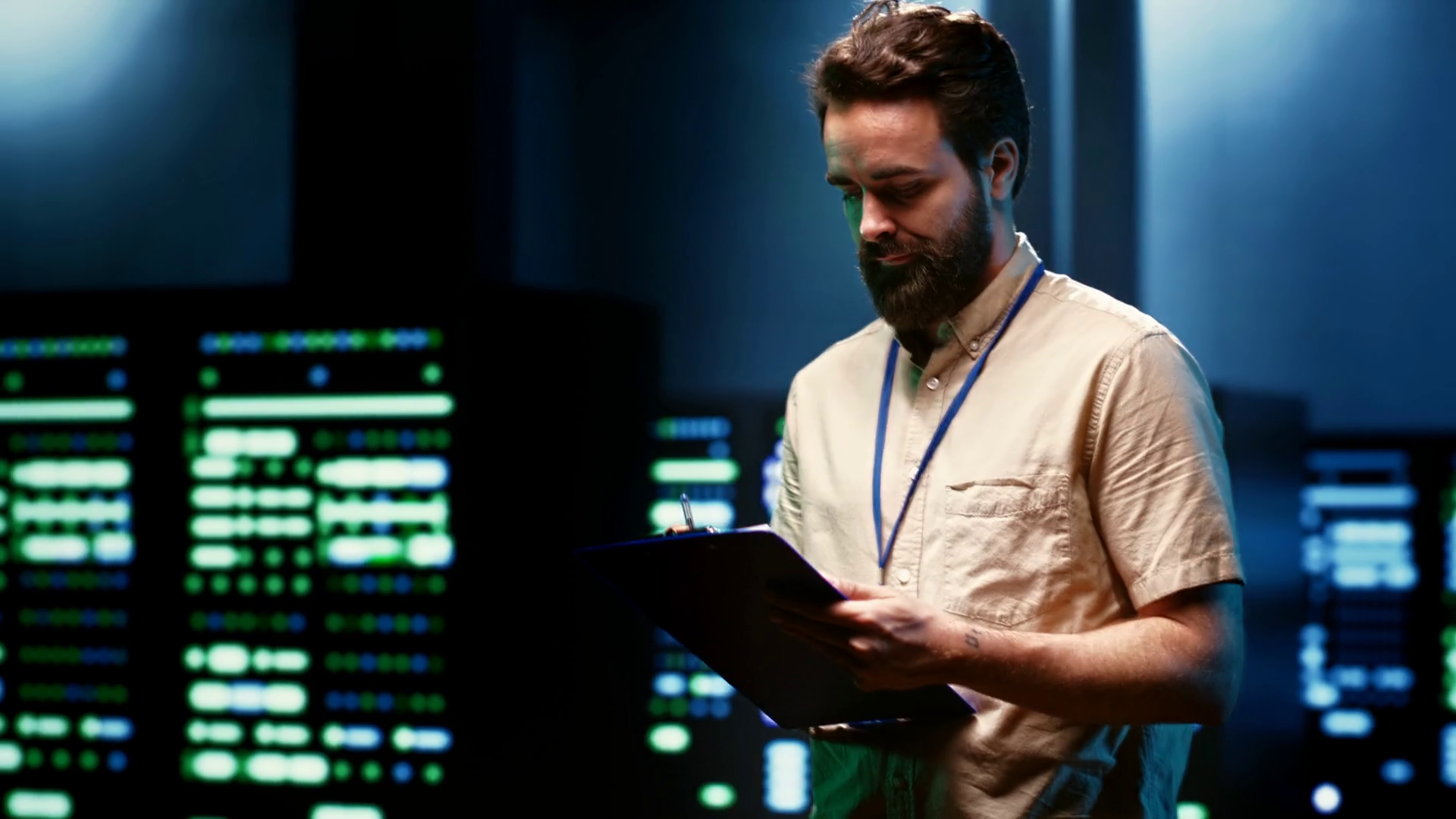 Admin Walking In Data Center Supporting Ai Stock Footage SBV-347808684 - Storyblocks