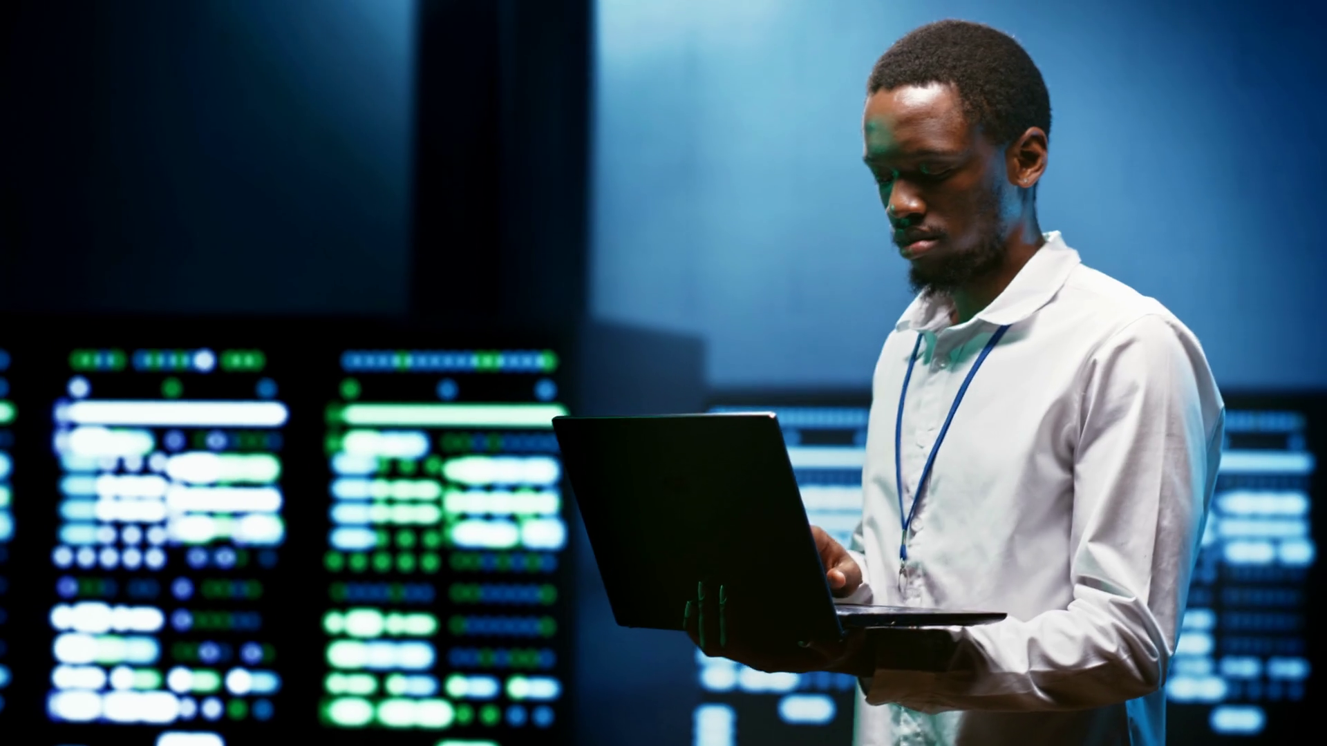 It Developer Setting Up Data Center Advanced Stock Footage SBV ...