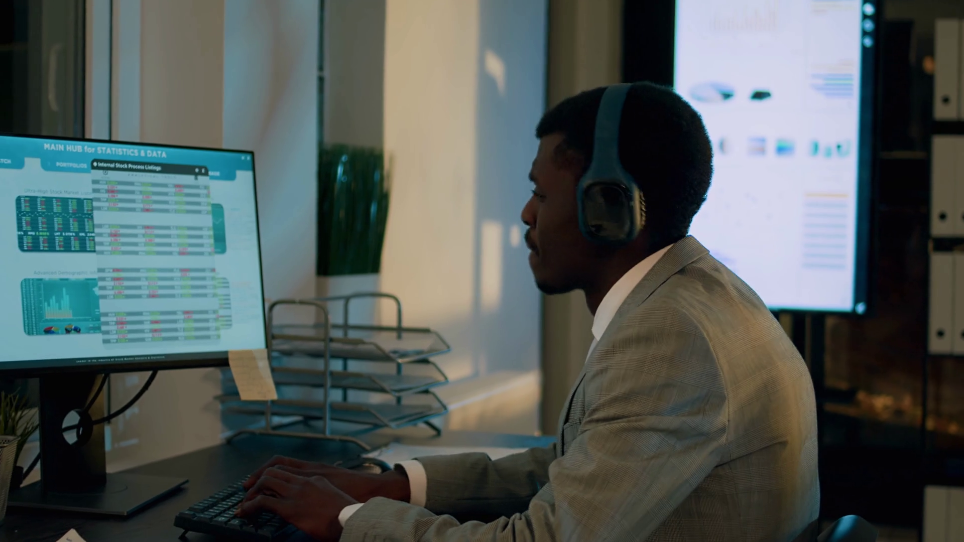 Employee Listening To Music Crunching Stock Footage SBV-348371374 ... Employee Listening To Music Crunching Stock Footage SBV-348371374 ...