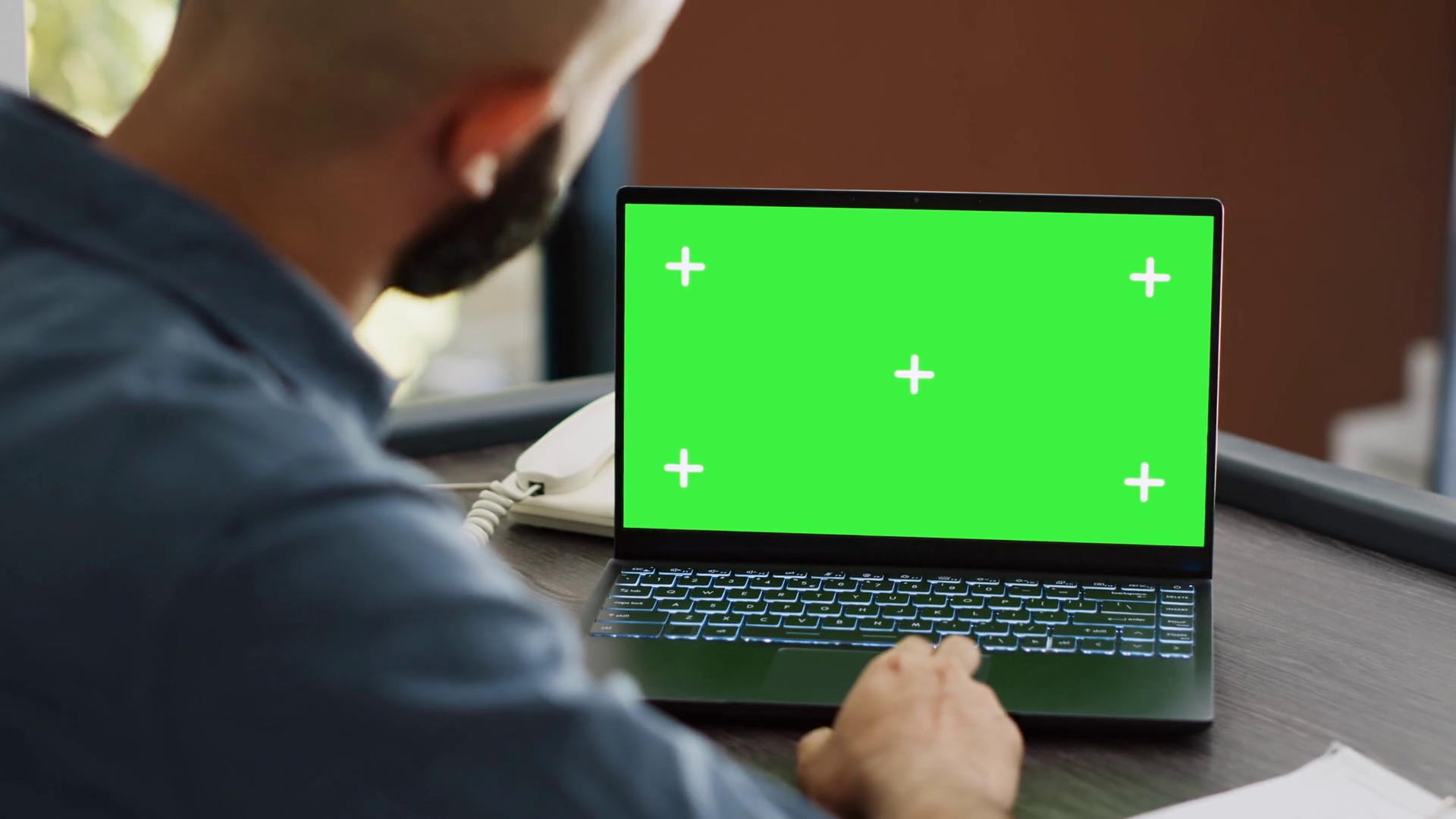 Business Manager Uses Greenscreen On Pc Stock Footage SBV-347808194 ...