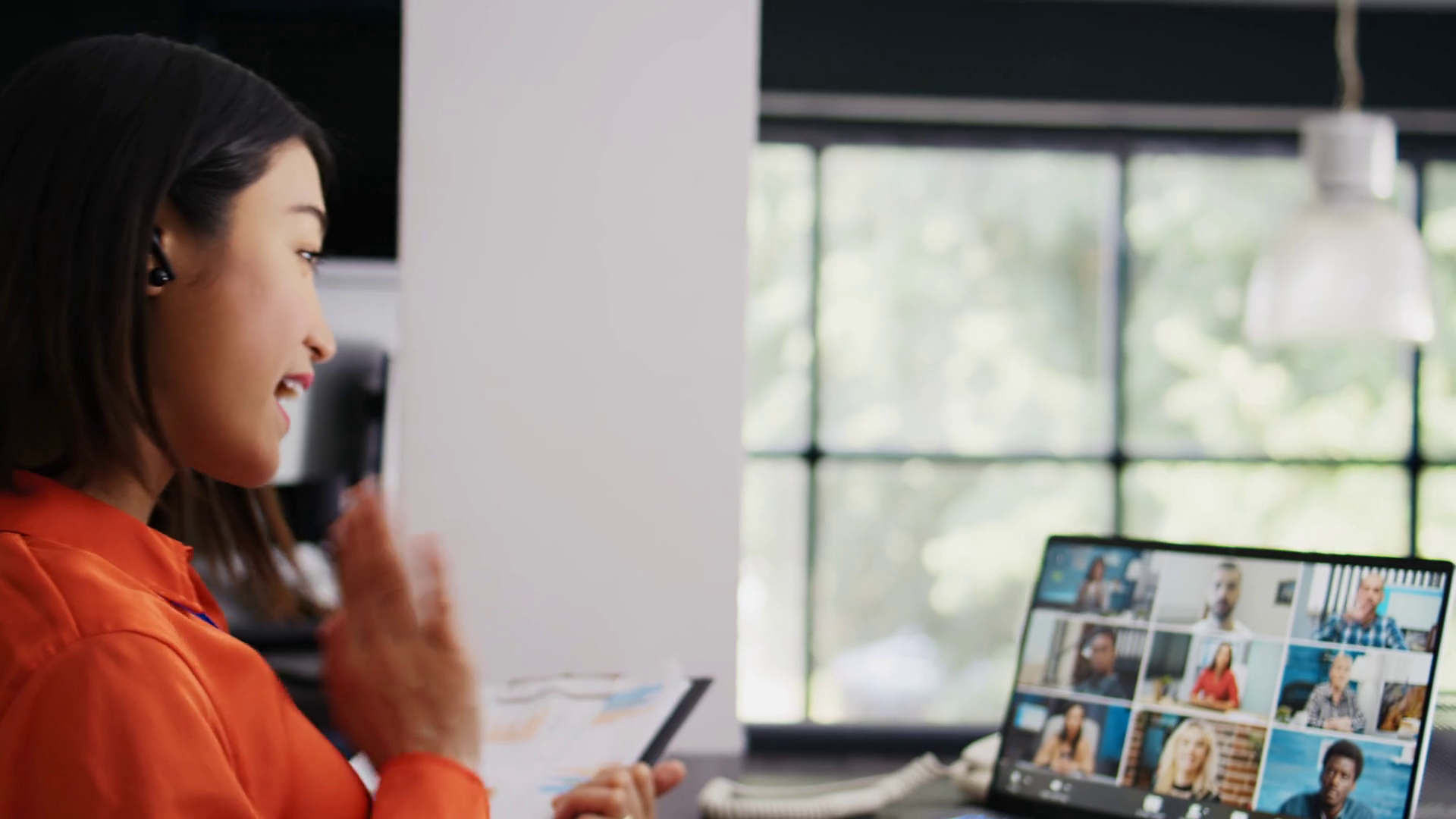 Manager Chatting With Employees Working From Stock Footage SBV ...