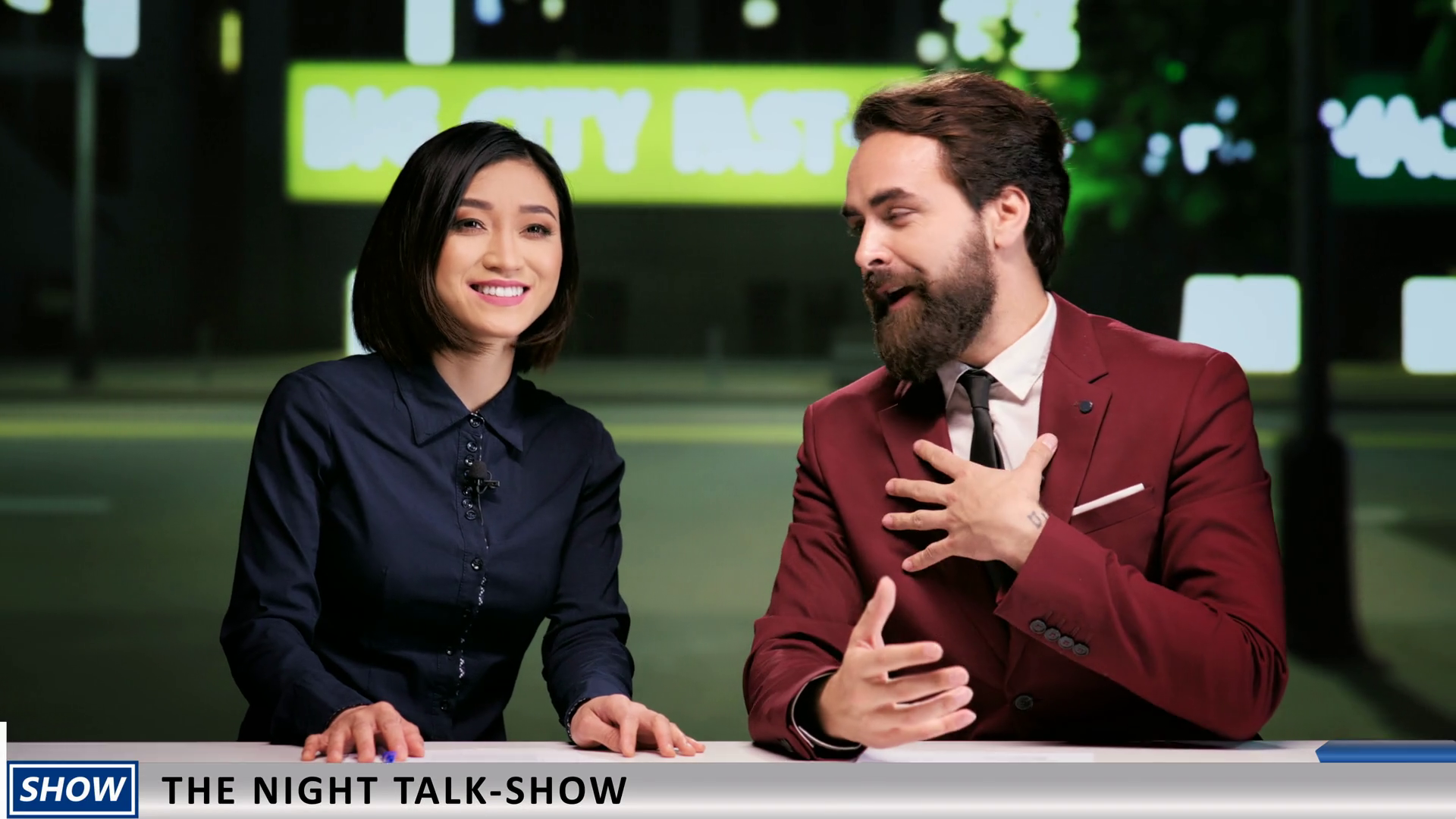 Newscasters Team Talk On Tv Program Stock Footage SBV-348407843 ...