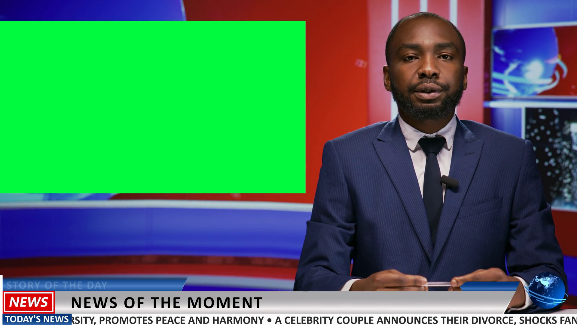 Newscaster Does Report With Greenscreen On Stock Footage SBV-348442603 ...