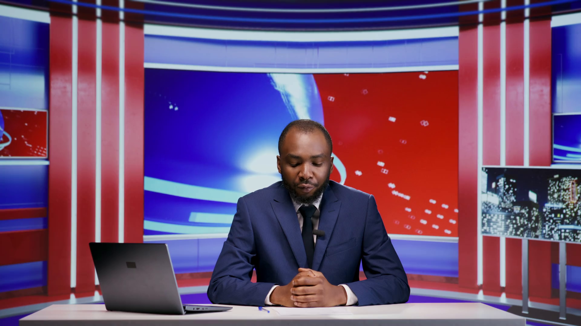 African American Tv News Anchor In Studio Stock Footage SBV-348407651 ...