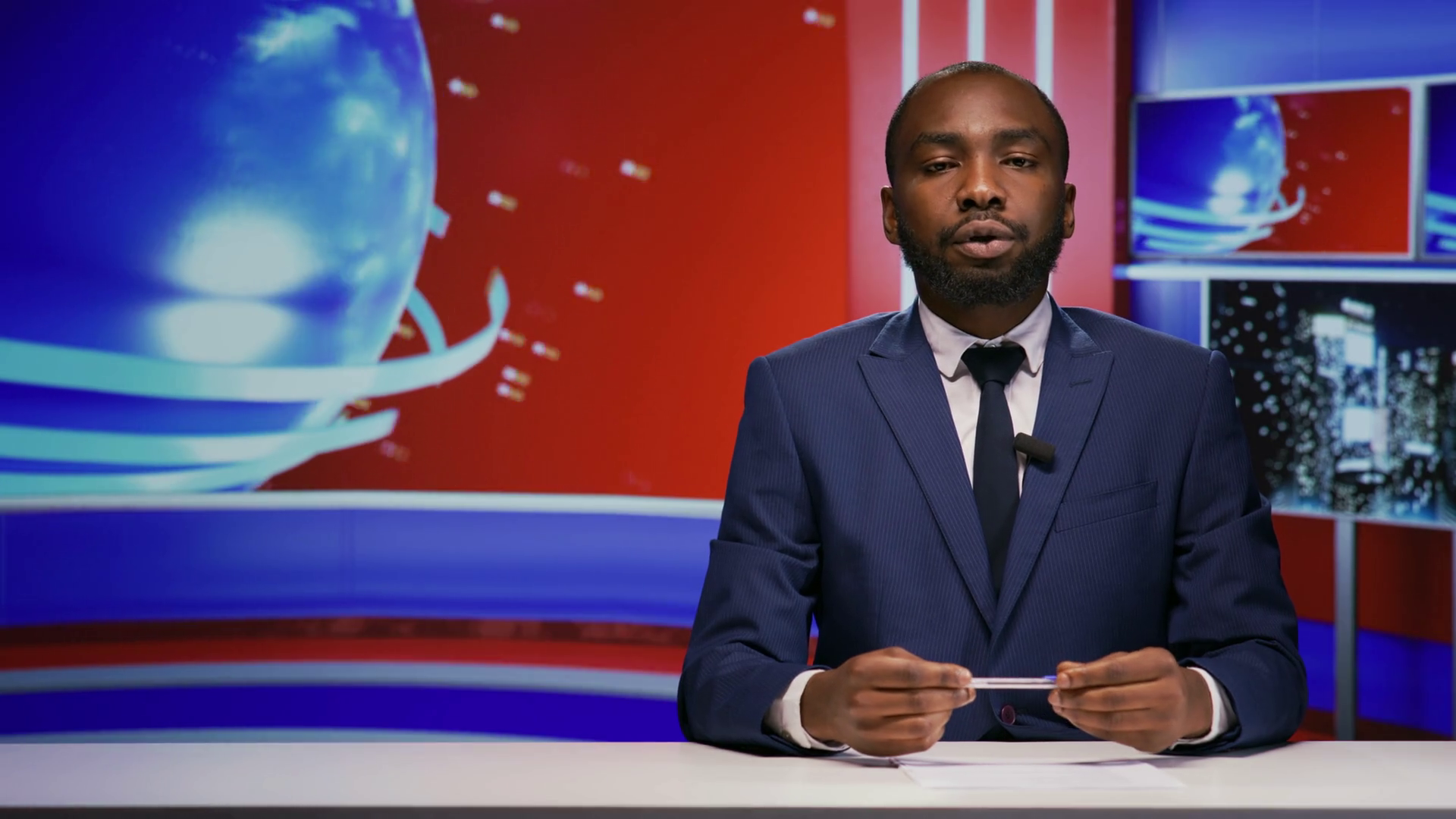 News Presenter Covering Daily Topics Live On Stock Footage SBV ...