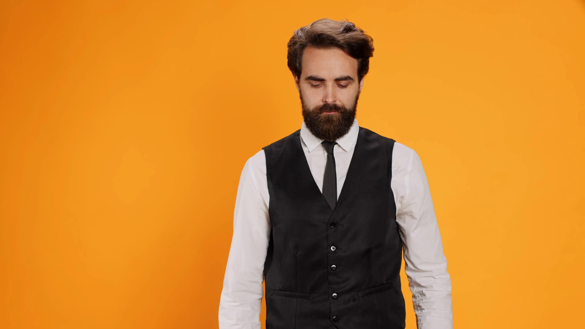 Before Serving Meal Elegant Waiter Poses Stock Footage SBV-348462391 ...