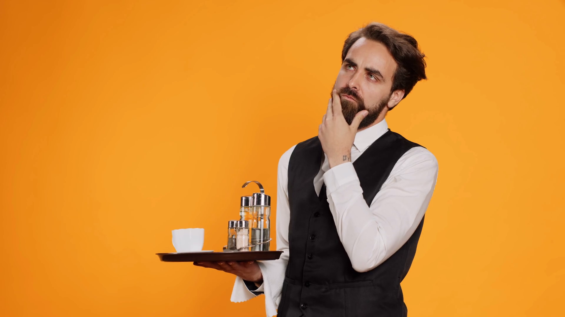 Skilled Butler Calculating Meal Prices To Stock Footage SBV-348400099 ...