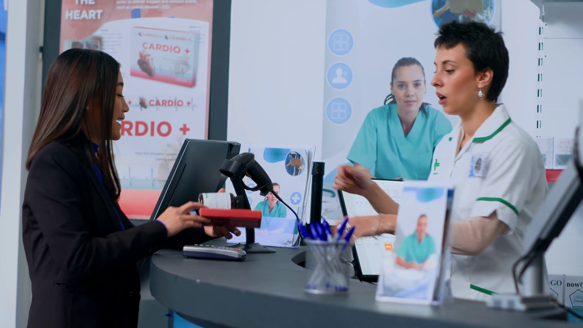 Shopper In Chemist Store At Checkout Counter Stock Footage SBV ...