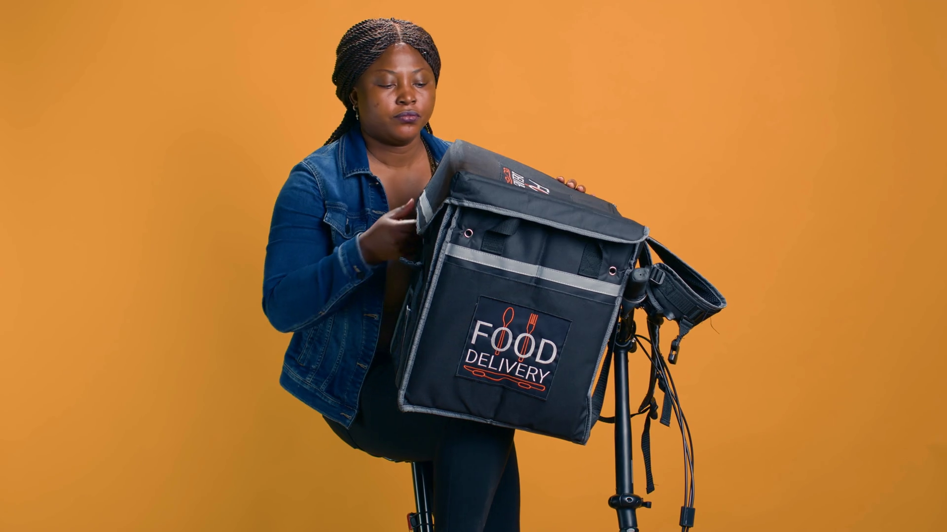Black Woman On Bicycle Carefully Delivering Stock Footage SBV-348529708 ...
