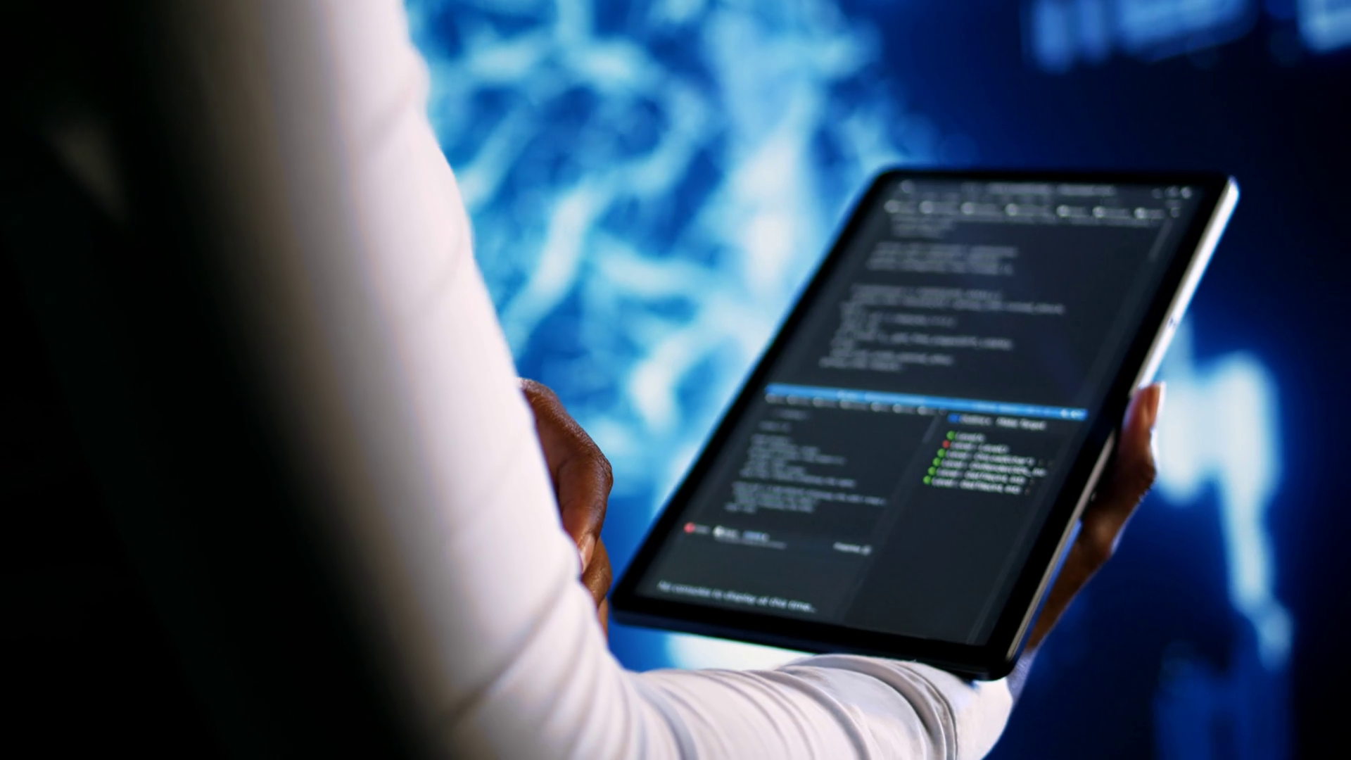 Adept Technician Programming Scripts On Stock Footage SBV-348432758 ...