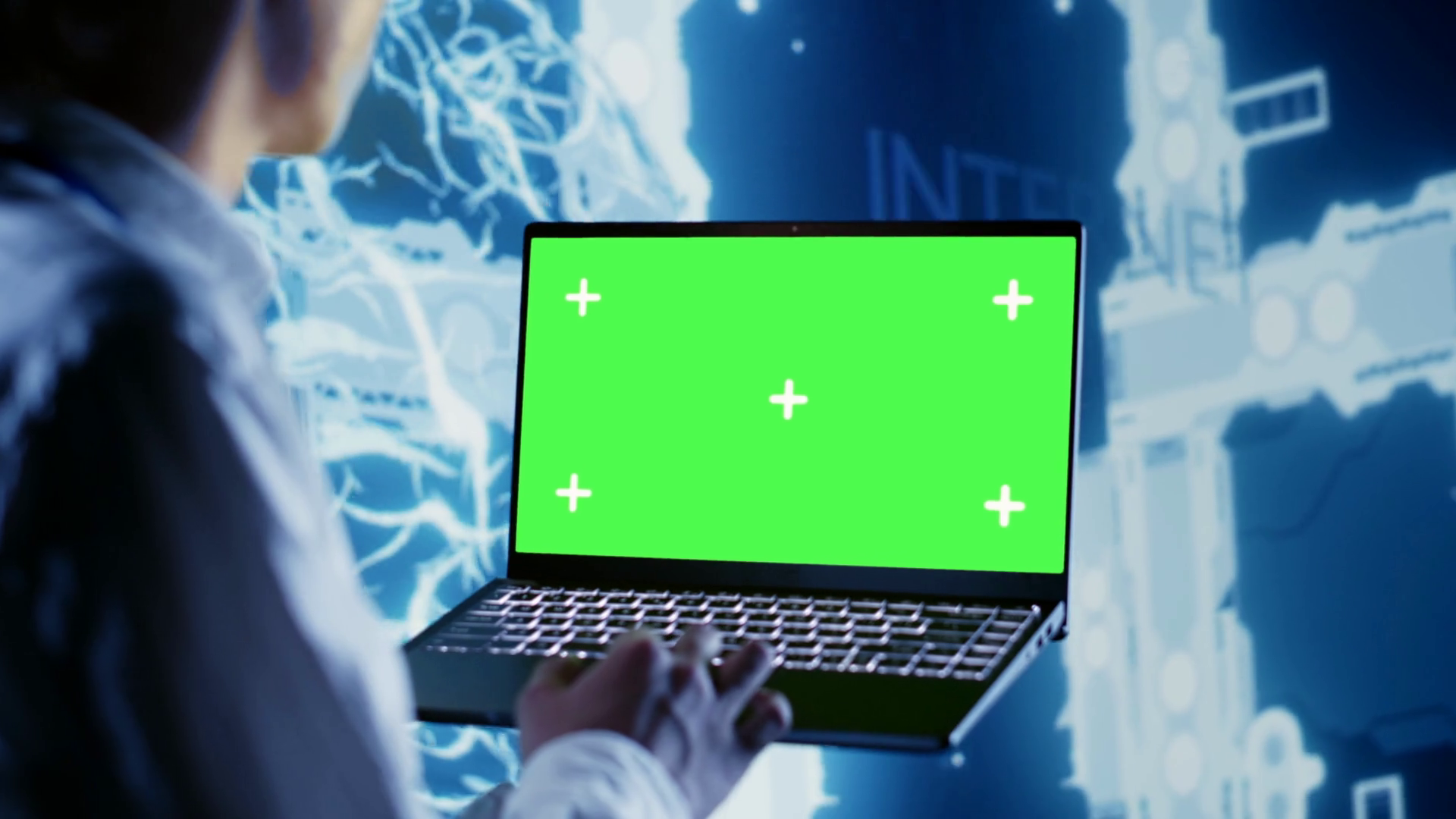 Computer Scientist Using Chroma Key Laptop Stock Footage SBV-348518560 - Storyblocks