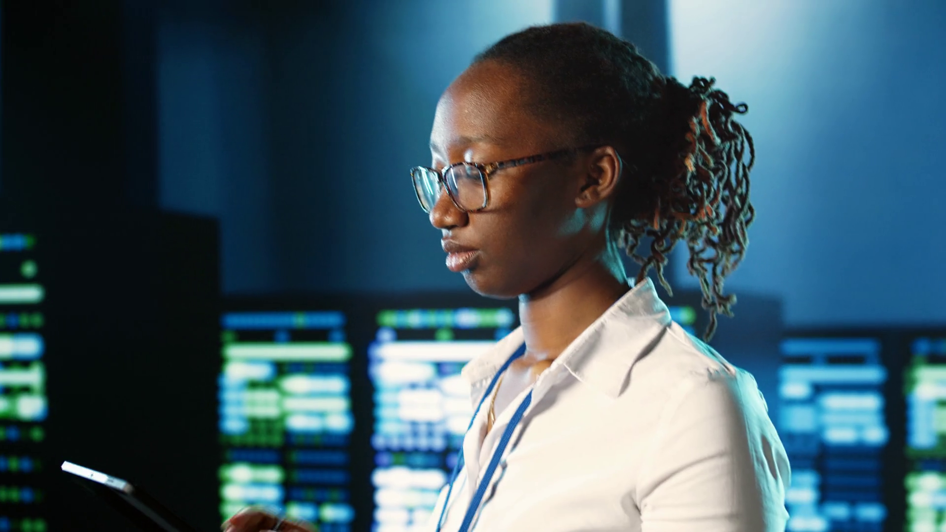 Meticulous Tech Support Woman Strolling Stock Footage SBV-348484387 - Storyblocks