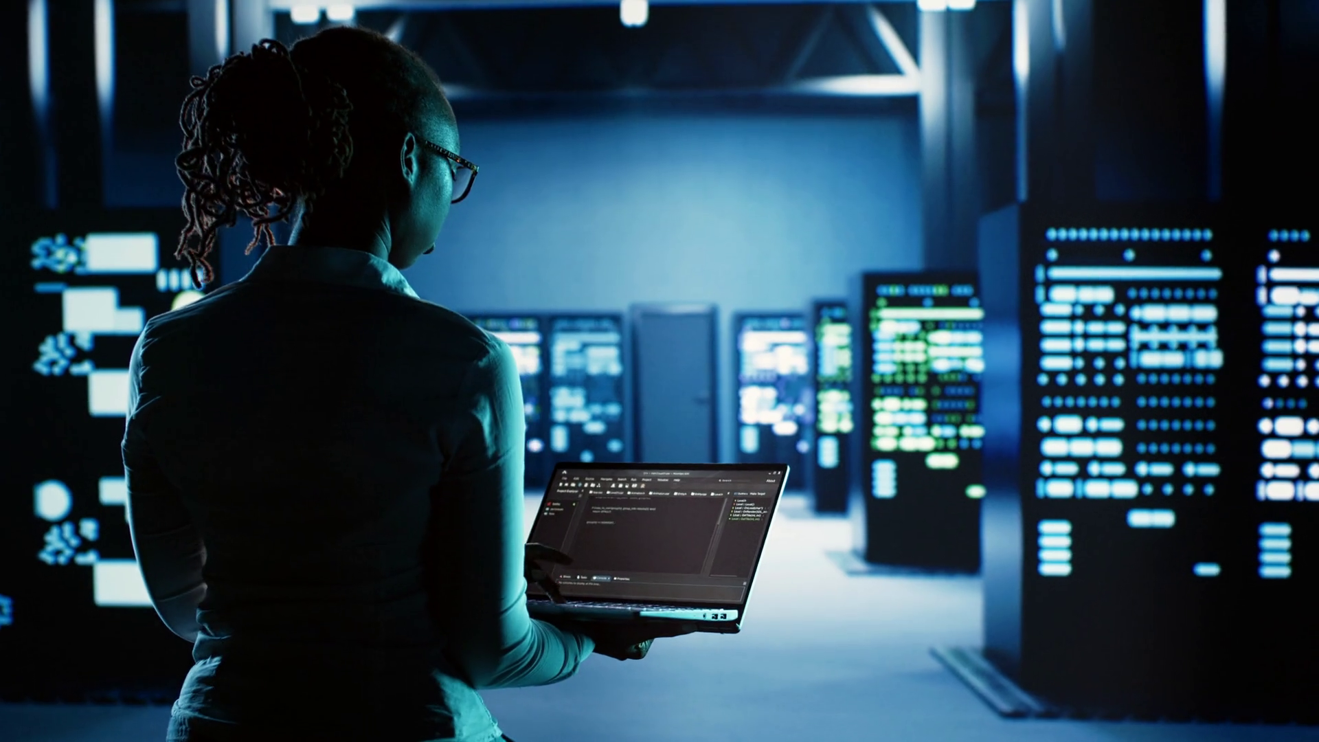 Engineer Walking In Server Room Housing Stock Footage SBV-348456489 ...