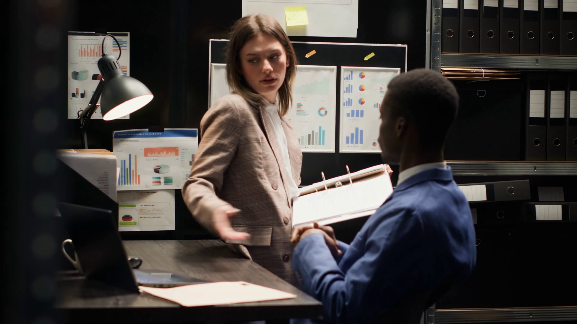 Diverse Detectives Male Female Discussing In Stock Footage SBV ...