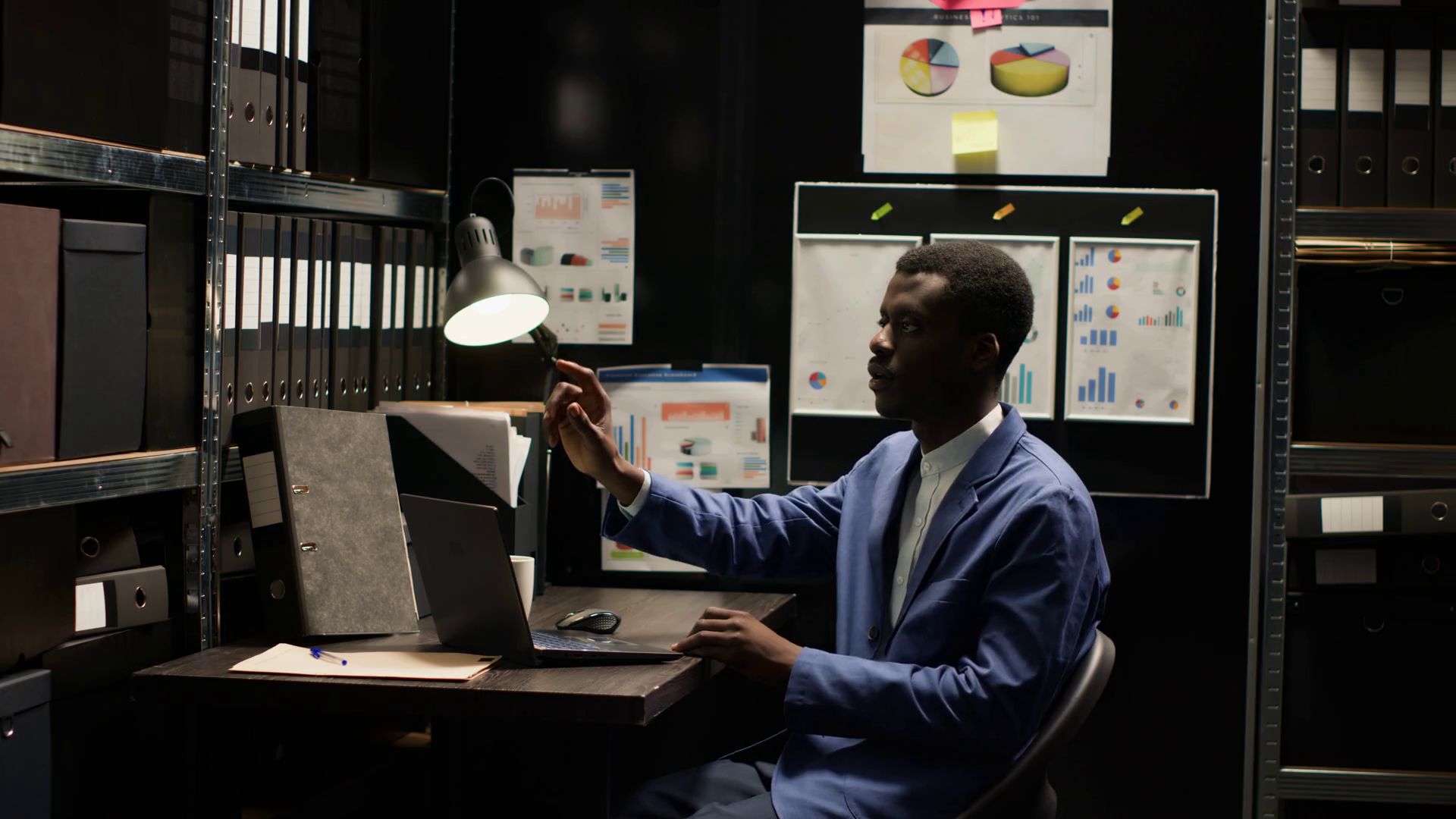 Black Policeman Investigates Complex Case Stock Footage SBV-348499529 ...