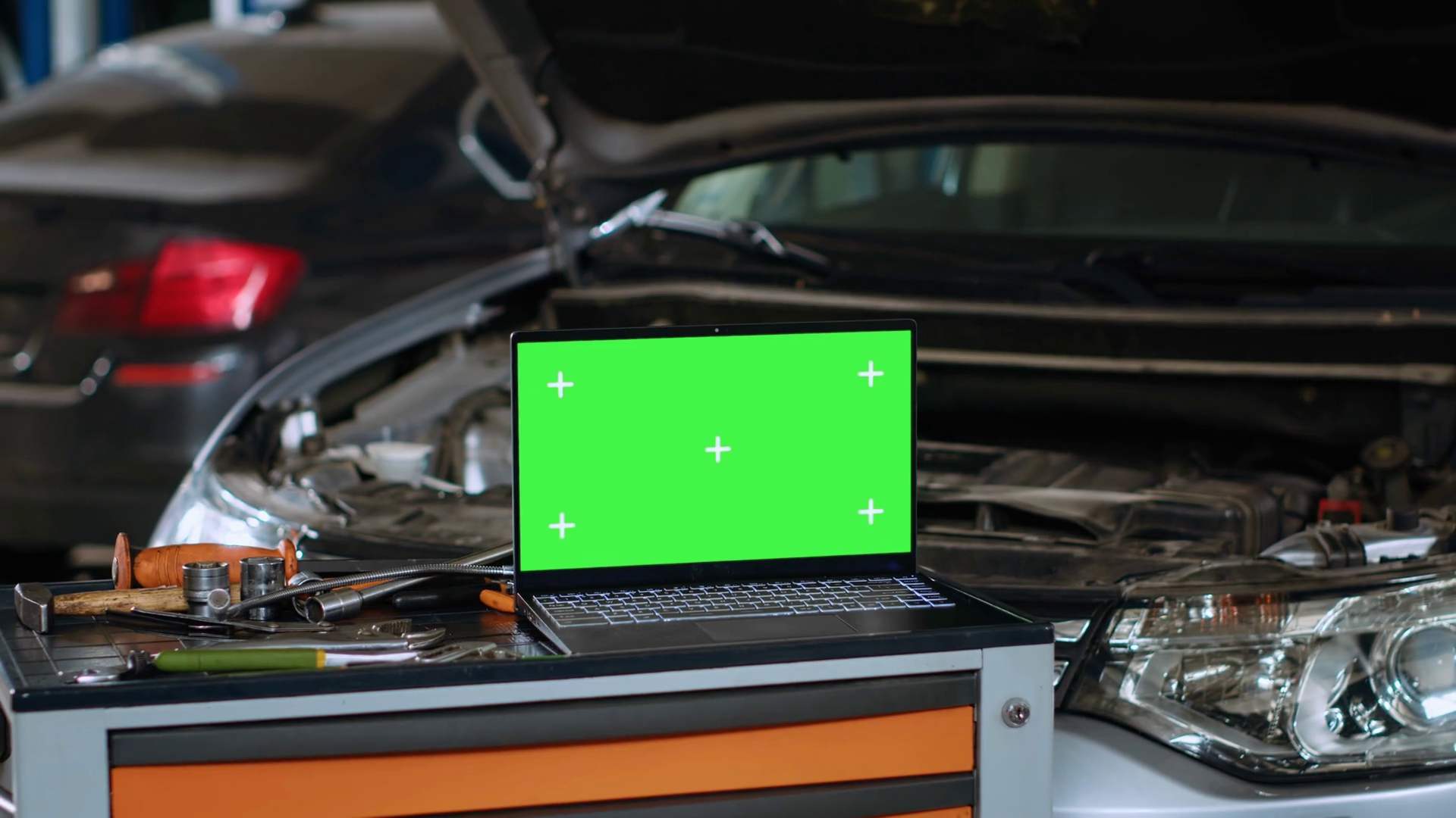 Close Up Panning Shot Of Green Screen Laptop Stock Footage SBV ...