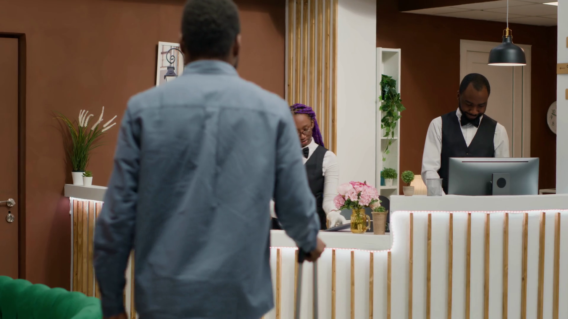 Person Does Check In At Reception Entering Stock Footage SBV-348555891 ...