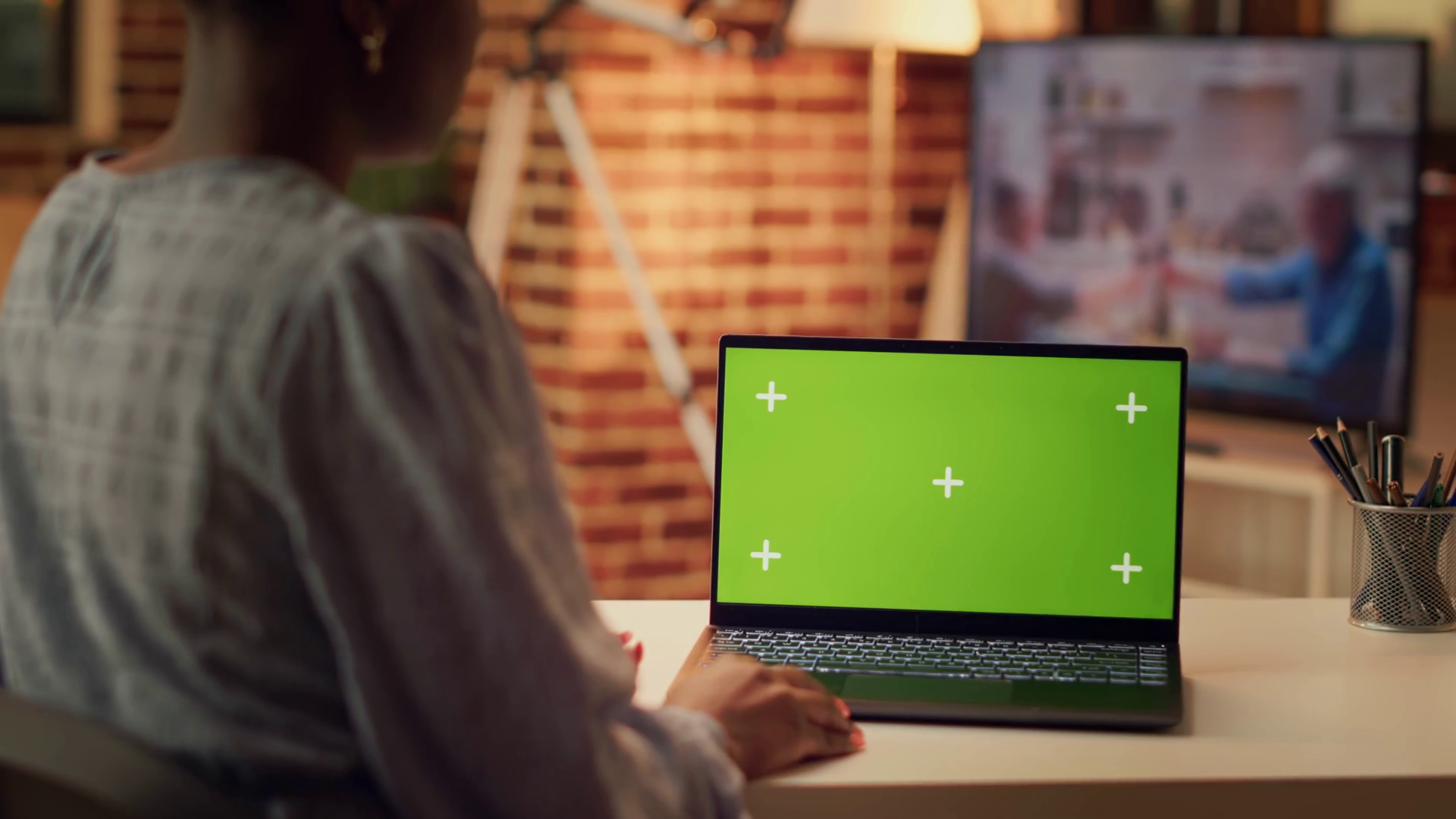 Freelancer Using Greenscreen On Pc Working Stock Footage SBV-348565260 - Storyblocks