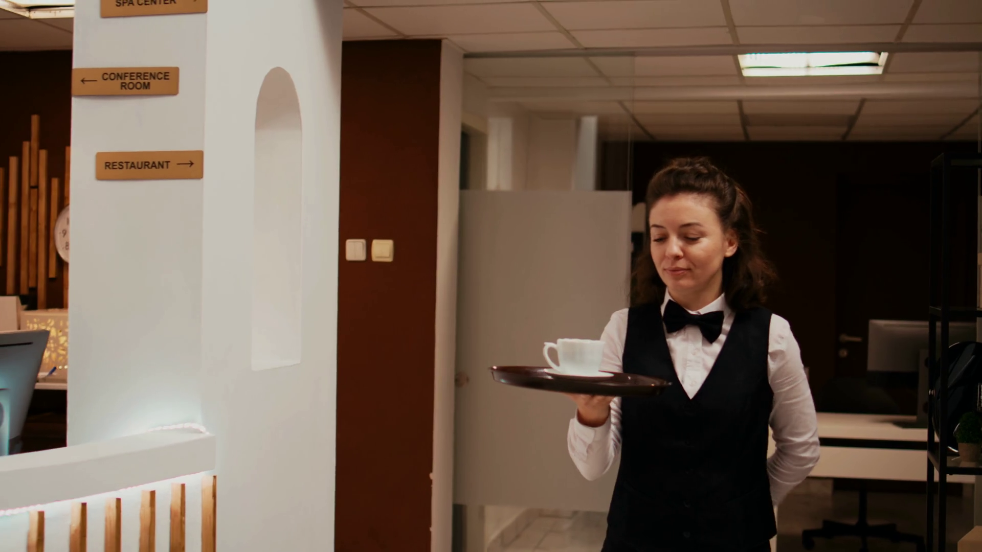 Hotel Concierge Serving Coffee To Client Stock Footage SBV-348637435 ...
