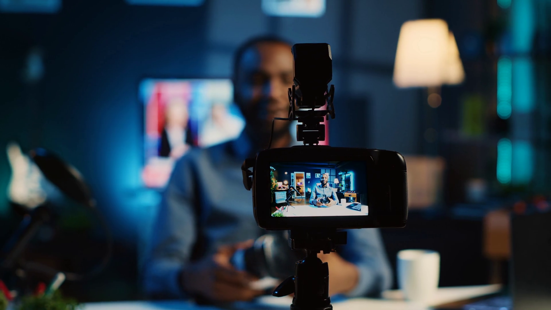 Tech Content Creator Filming Technology Stock Footage SBV-348596232 ...