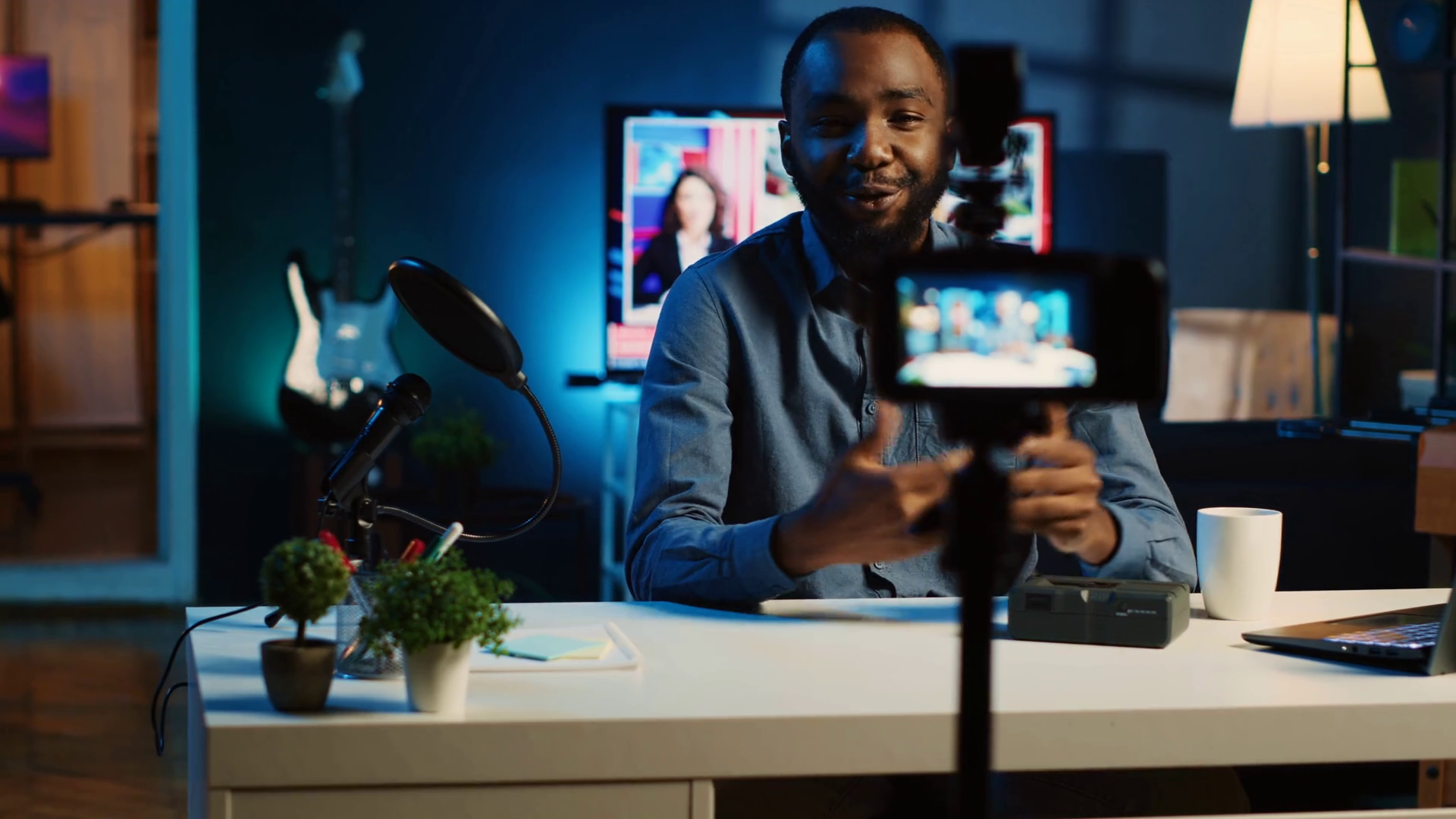 Tech Content Creator Filming Technology Stock Footage SBV-348596928 ...