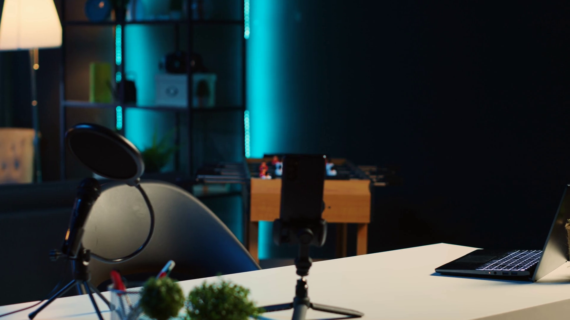 Content Creator Arriving In Dimly Lit Studio Stock Footage SBV ...