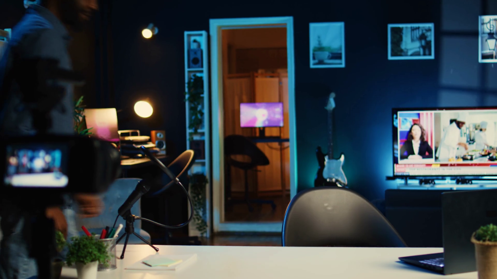 Happy Influencer Arrives In Home Studio Stock Footage SBV-348674450 ...