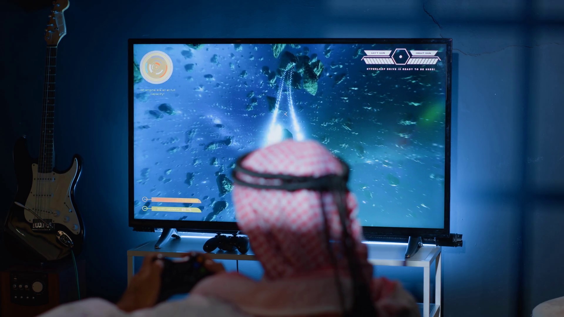 Middle Eastern Gamer Plays Arcade Action Stock Footage SBV-348648019 ...