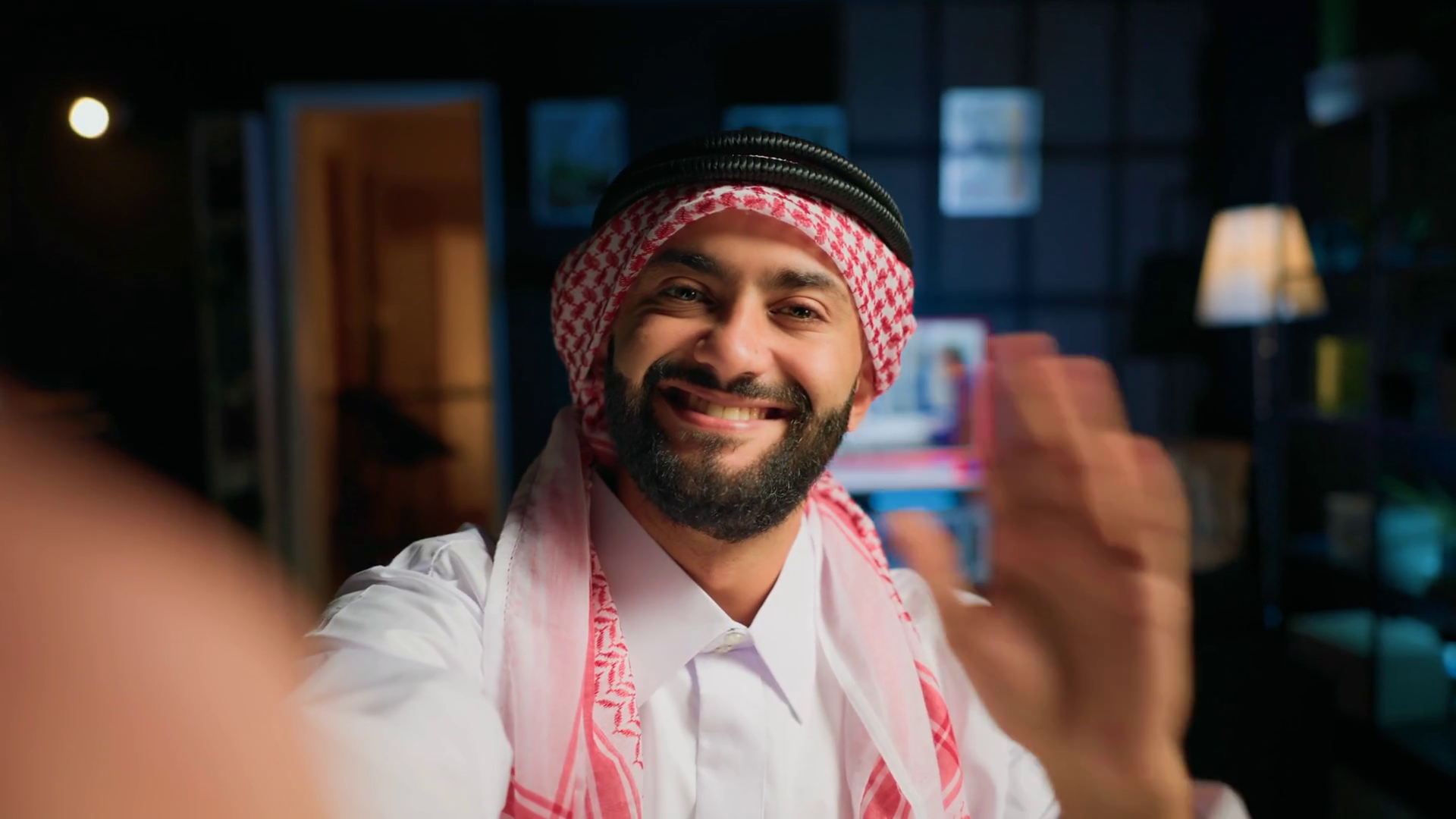 Point Of View Shot Of Arab Content Creator Stock Footage SBV-348679551 ...