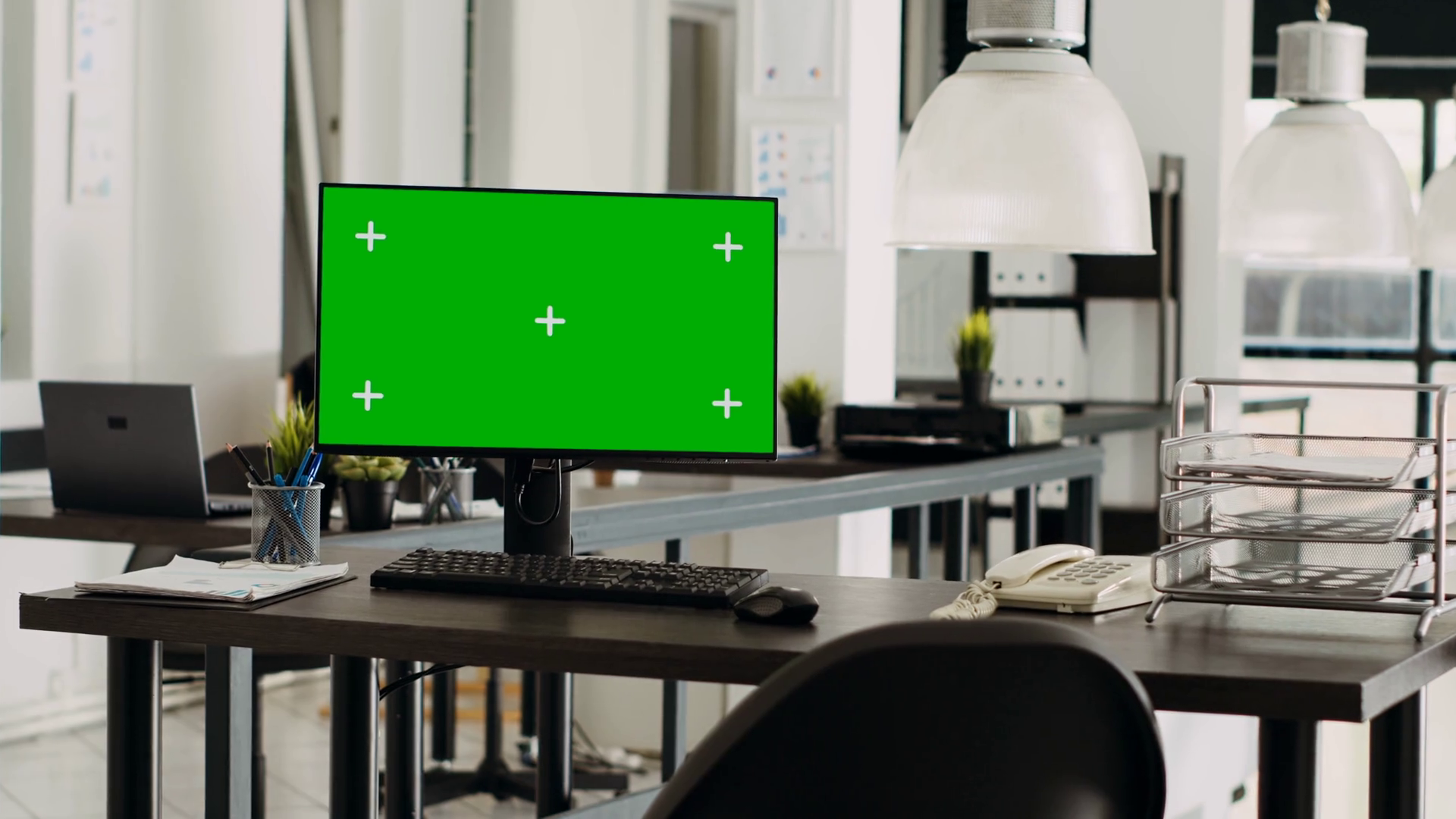 Empty Office With Greenscreen On Computer Stock Footage SBV-348653002 ...