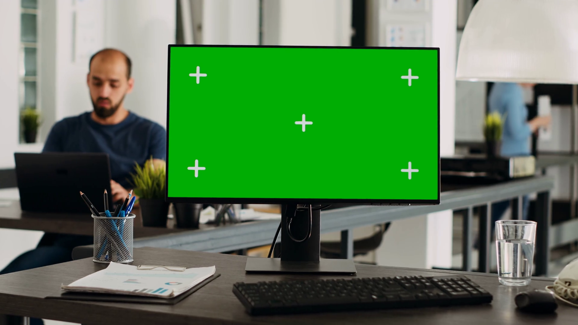Greenscreen On Computer Desktop At Empty Stock Footage SBV-348652951 ...