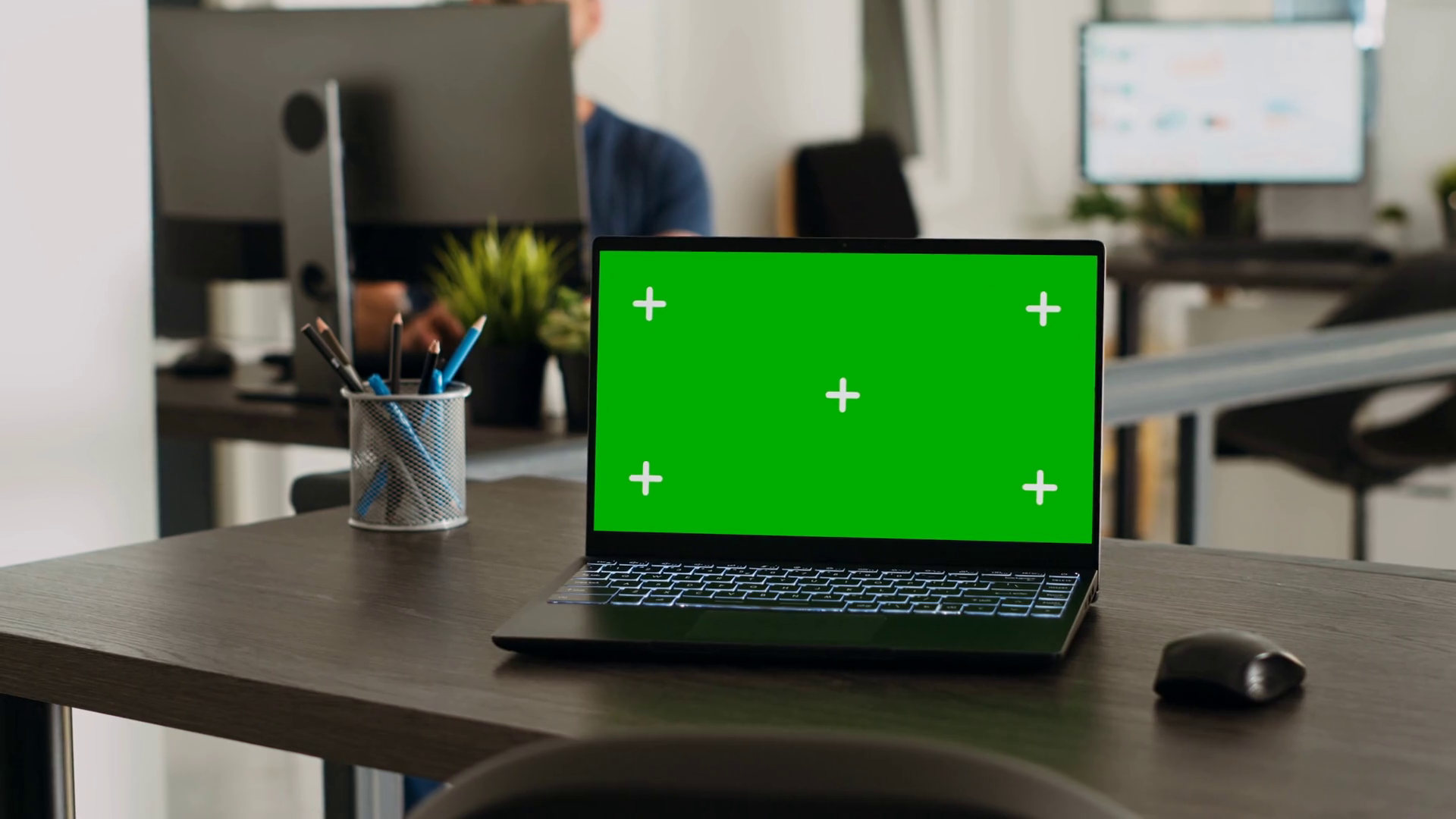 Wireless Pc With Greenscreen At Empty Desk Stock Footage SBV-348653073 ...