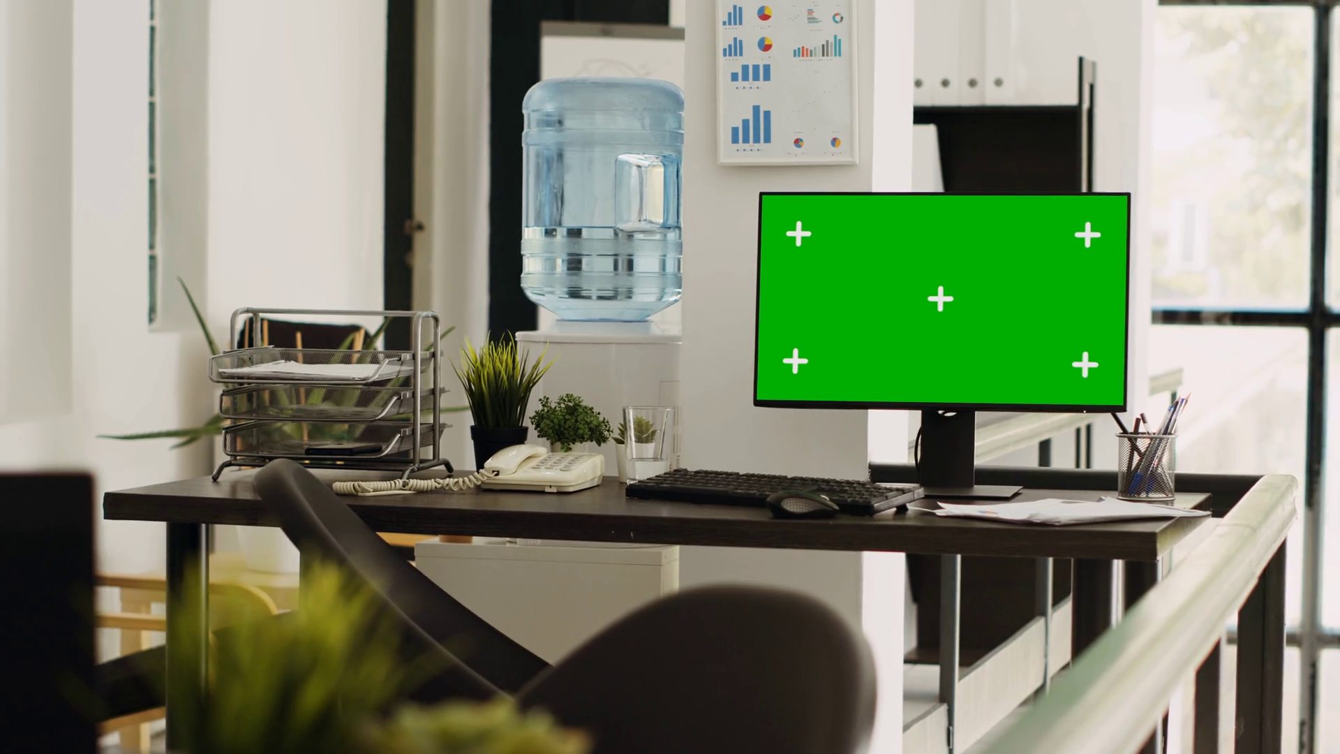 Empty Workstation With Greenscreen Running Stock Footage SBV-348625636 ...