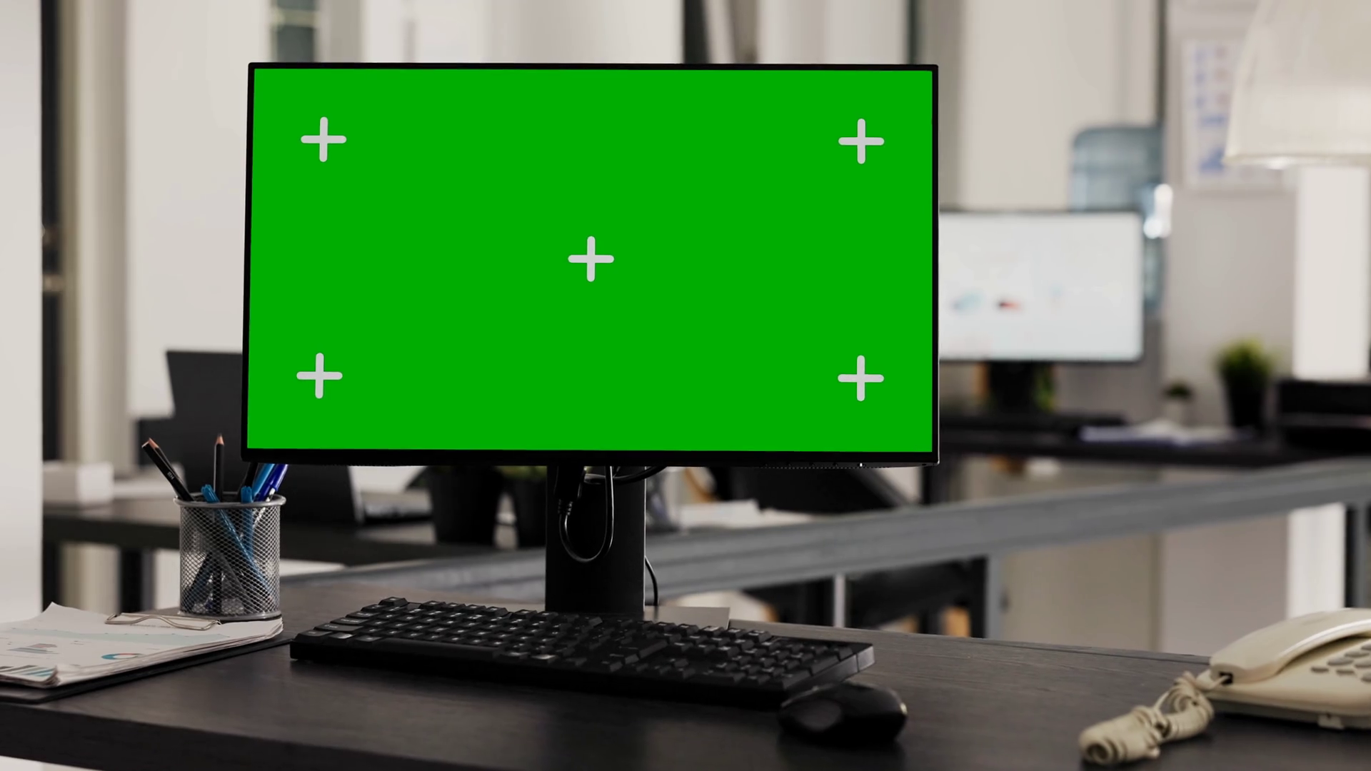Greenscreen On Office Workstation Placed In Stock Footage SBV-348625598 ...