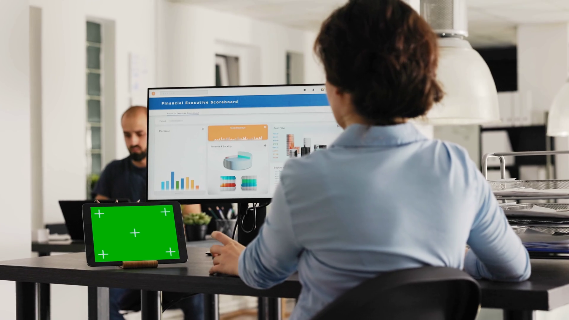 Analyst Working At Office Desk With Stock Footage SBV-348625708 ...