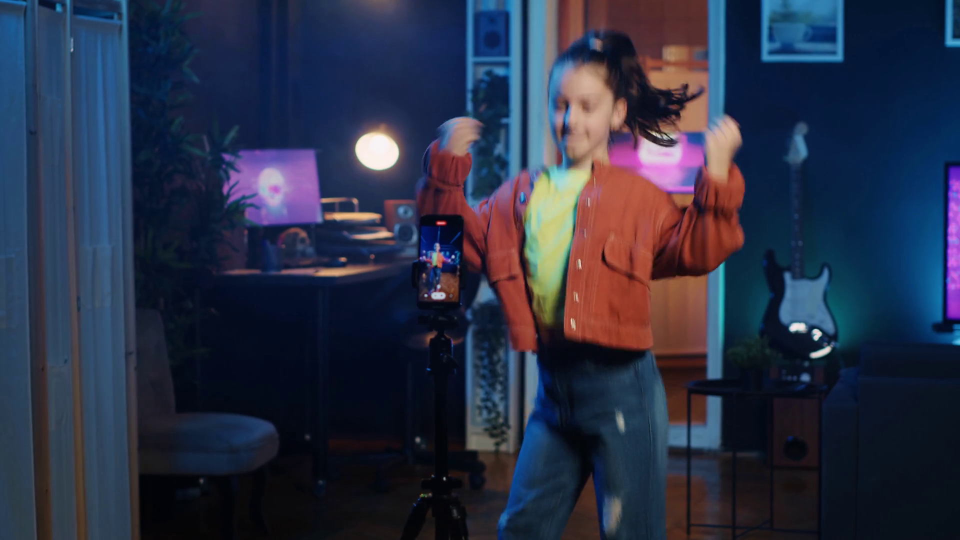 Kid Doing Viral Dance Choreography In Living Stock Footage SBV ...