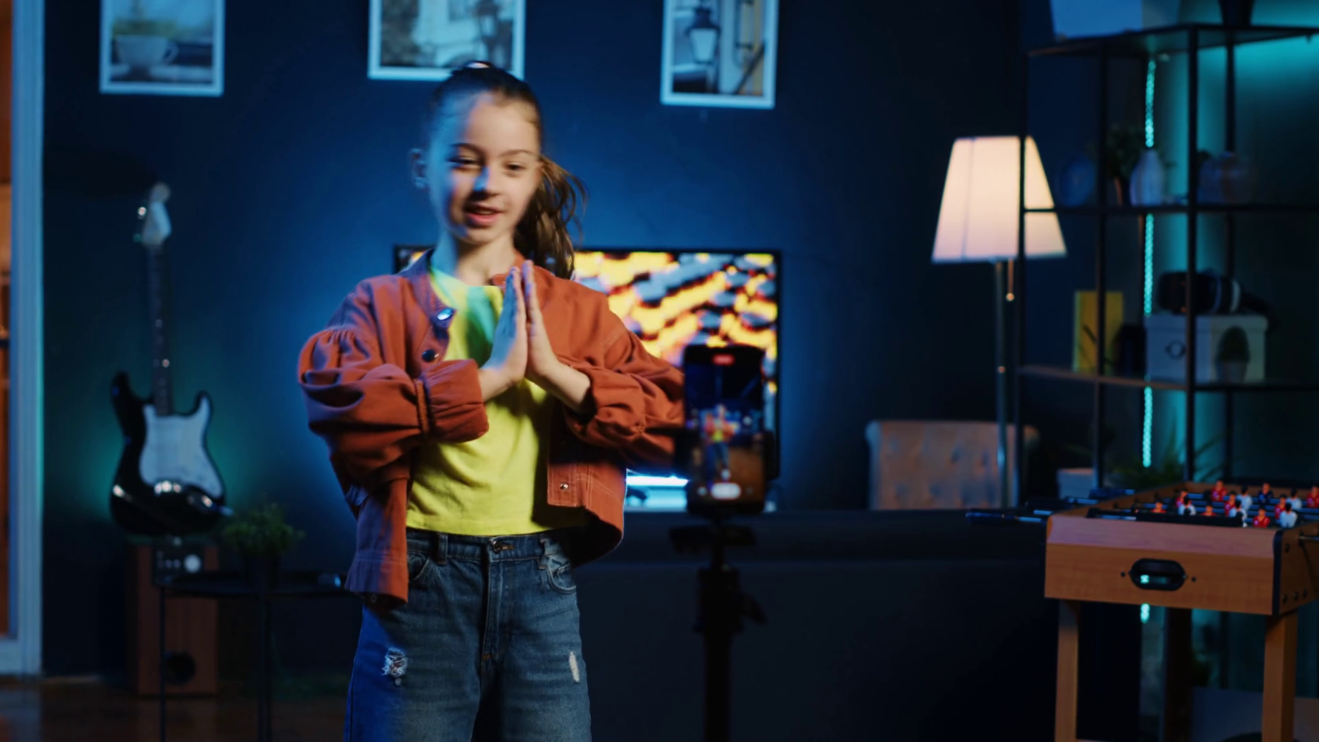 Little Girl Doing Nice Dance Moves Filming Stock Footage SBV-348649346 ...