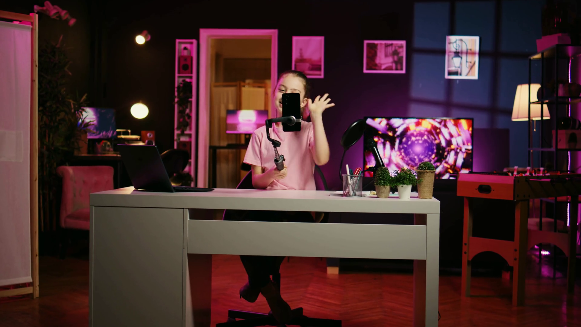 Child Filming With Smartphone Attached To Stock Footage SBV-348697093 ...