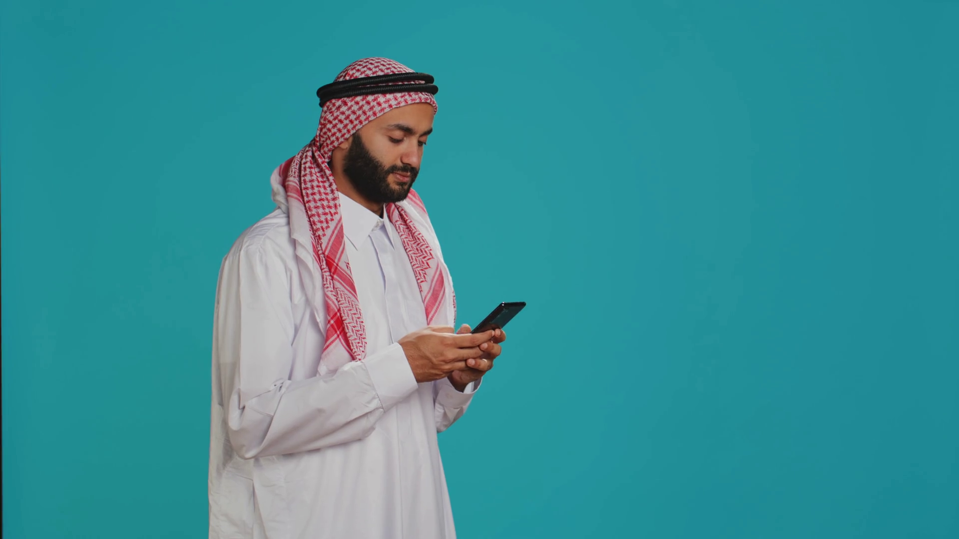 Muslim Adult Engages In Online Chat On Phone Stock Footage SBV ...