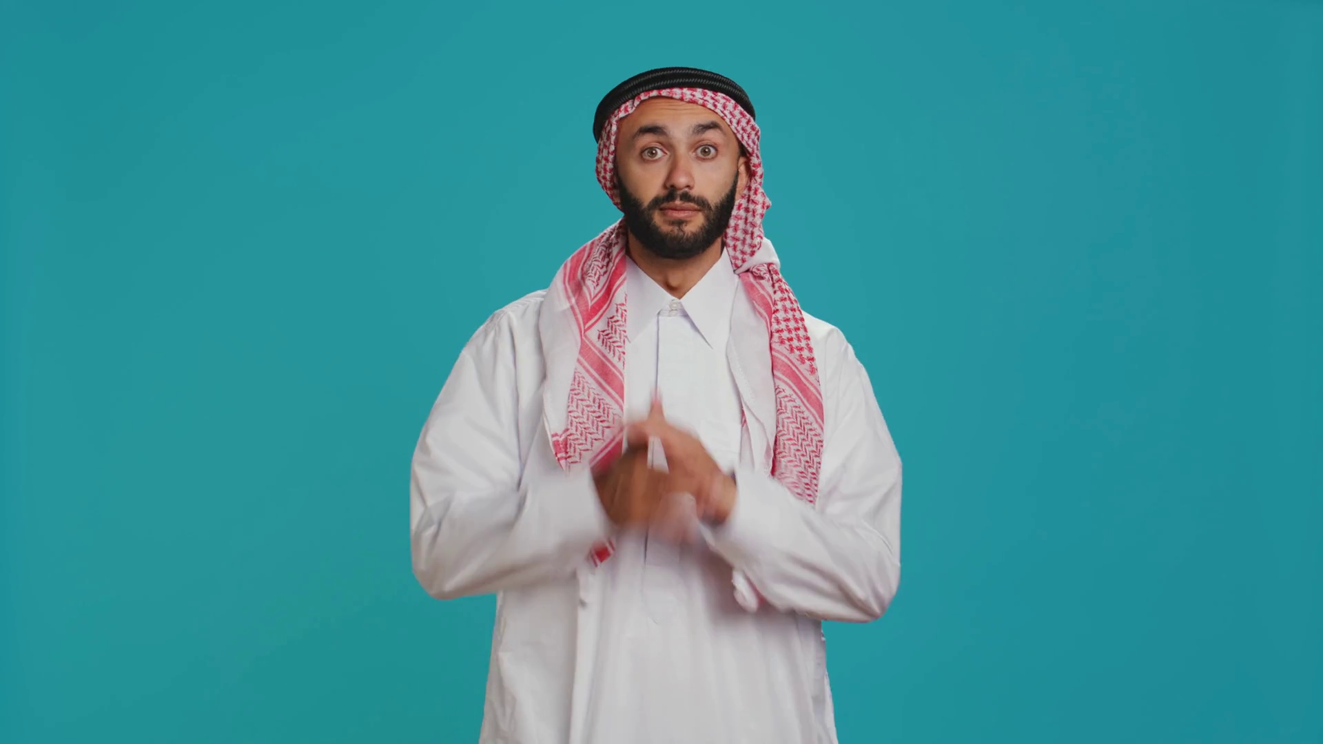 Hopeful Arab Man Begging Pleading Holding Stock Footage SBV-348705338 ...