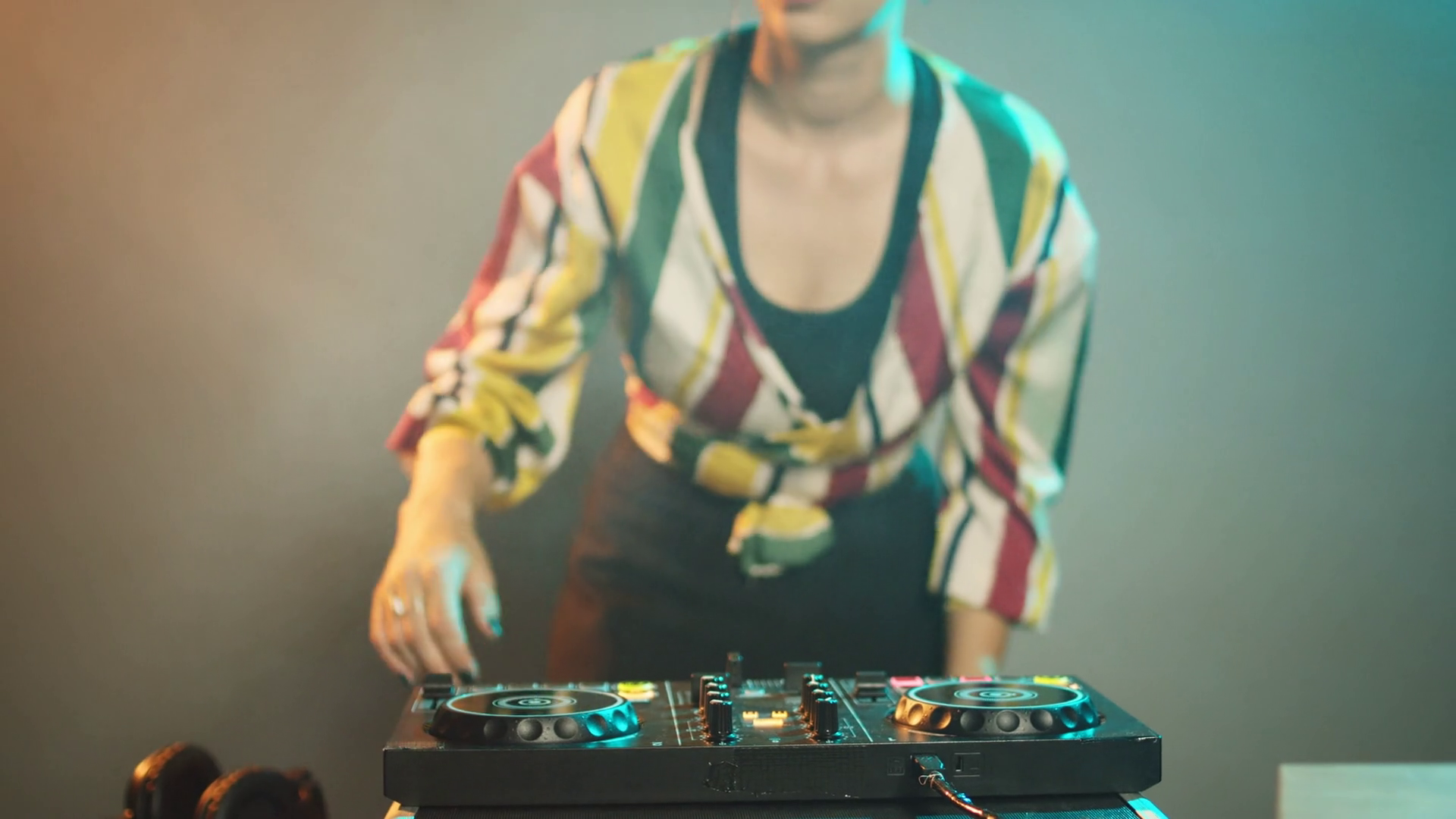 Young Cool Artist Working Dj With Turntables Stock Footage SBV ...