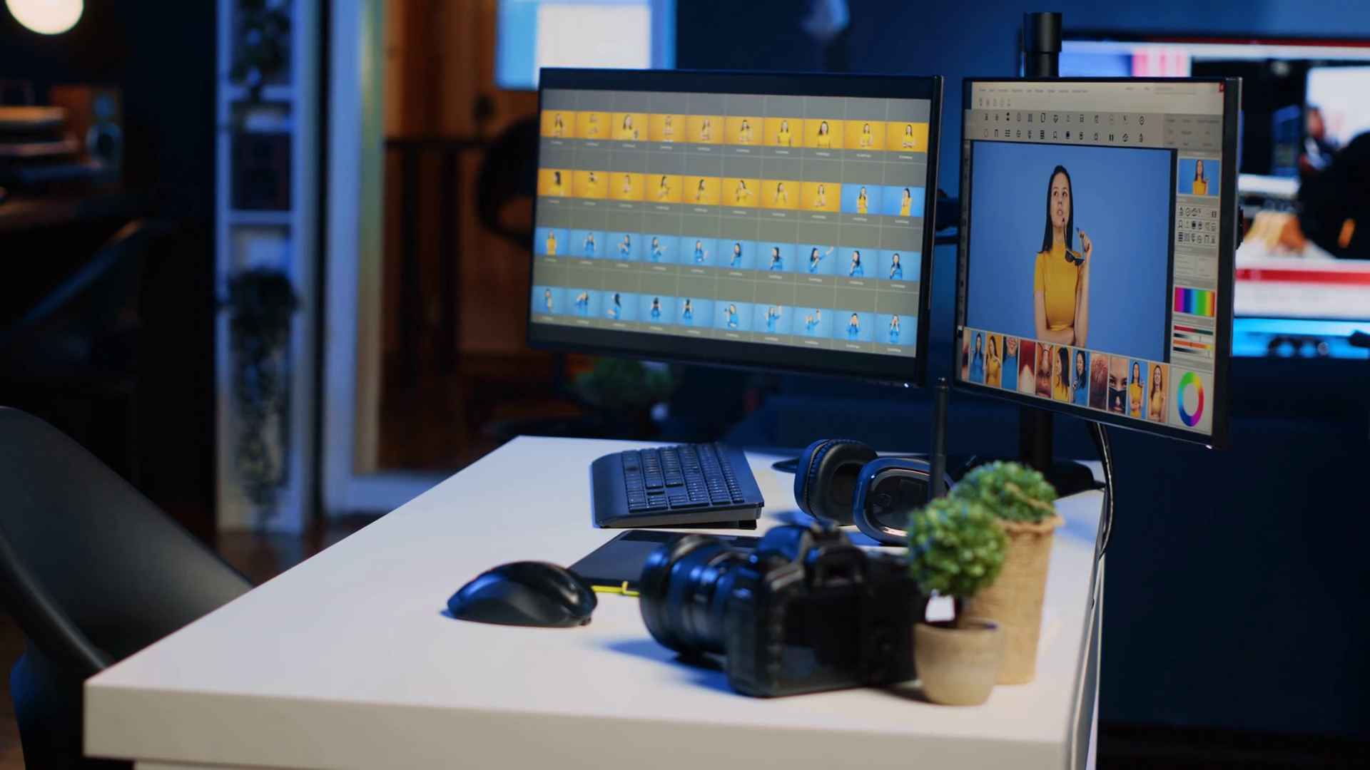 Creative Agency Studio Desk With Photo Stock Footage SBV-348714265 ...