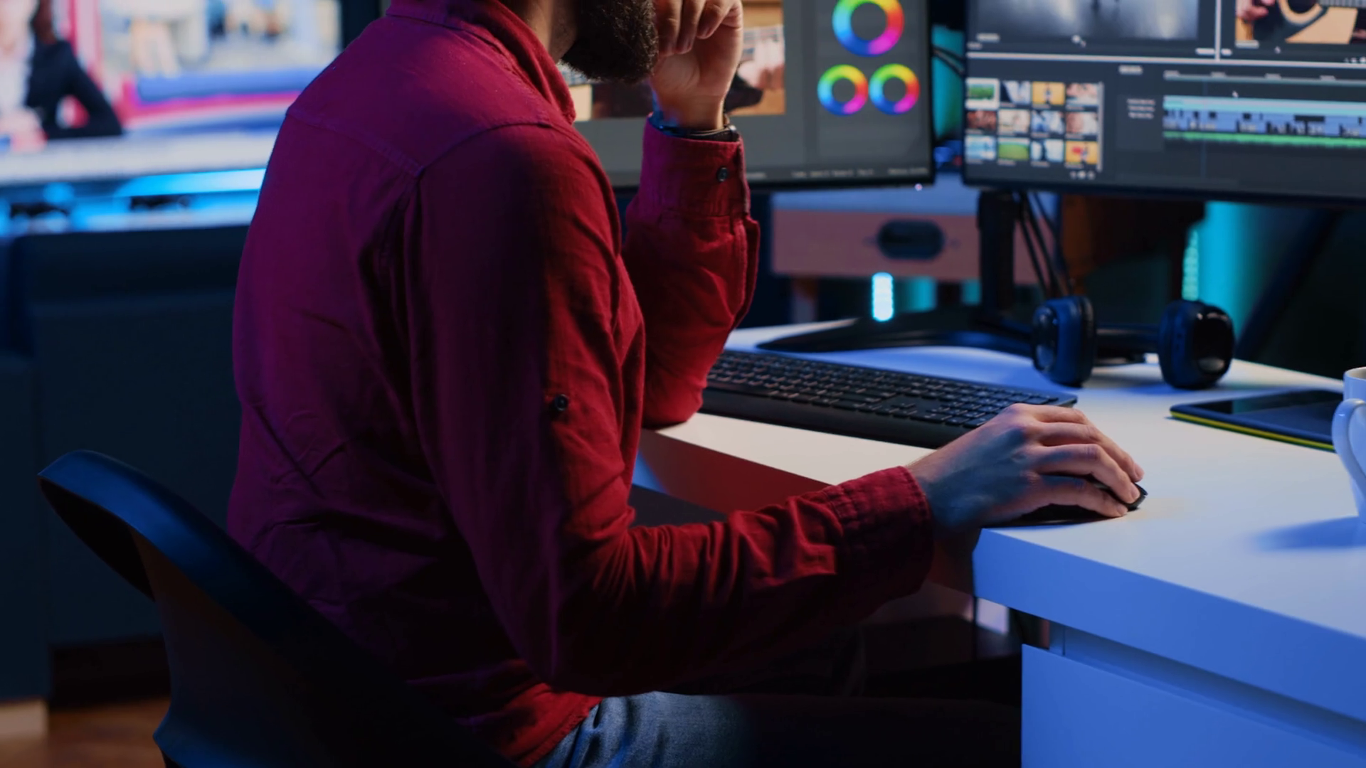 Video Editor Selecting Key Frames To Use Stock Footage SBV-348708045 ...